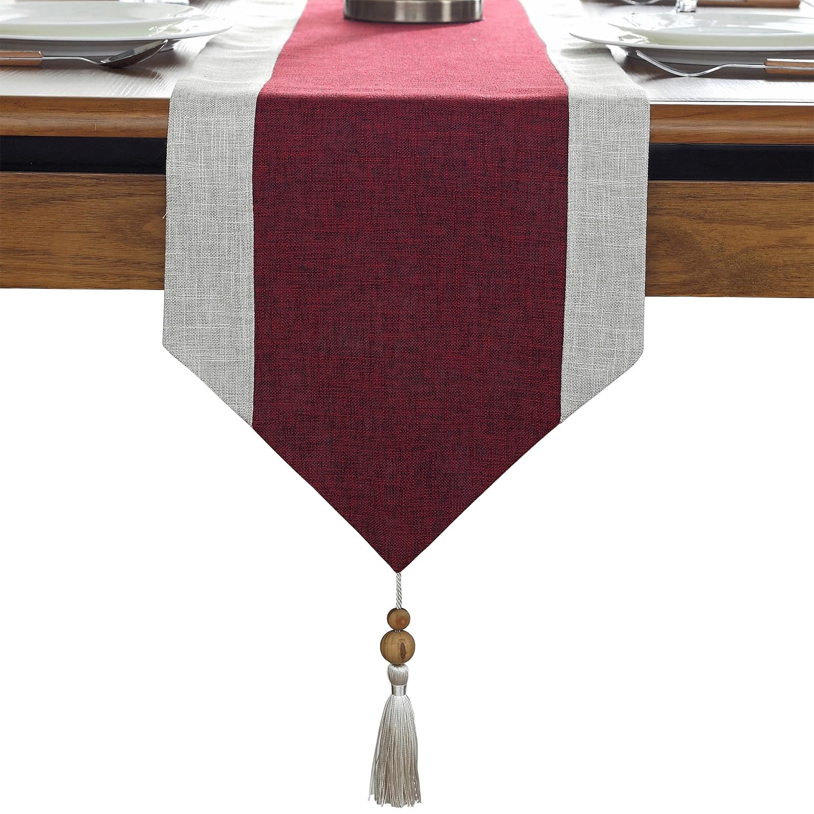 Amazon.com: Linen Textured Table Runner, Two-Colors Rustic Farmhouse ...