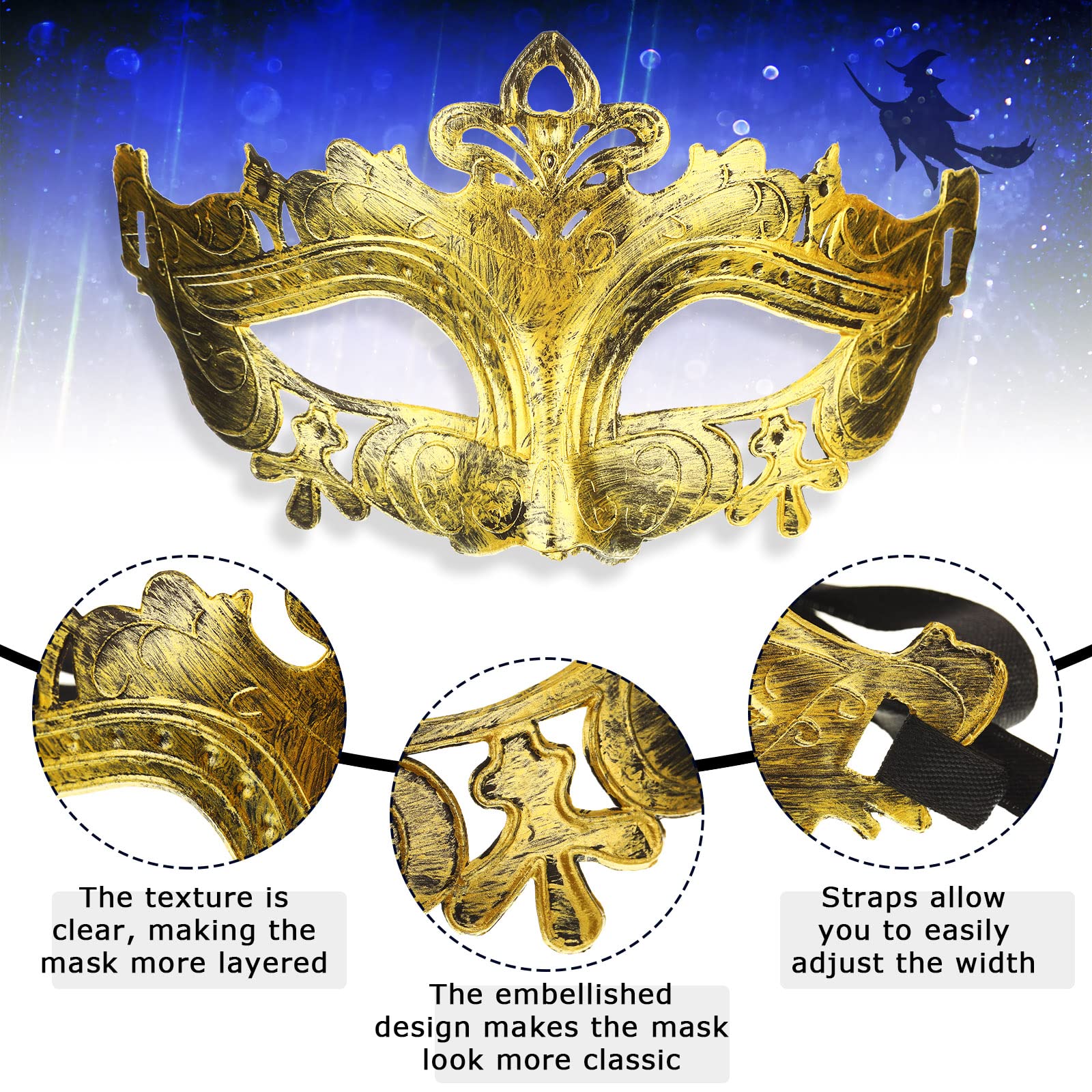Snapklik.com : Yunsailing 40 Pcs Masquerade Mask Bulk Vintage Antique ...