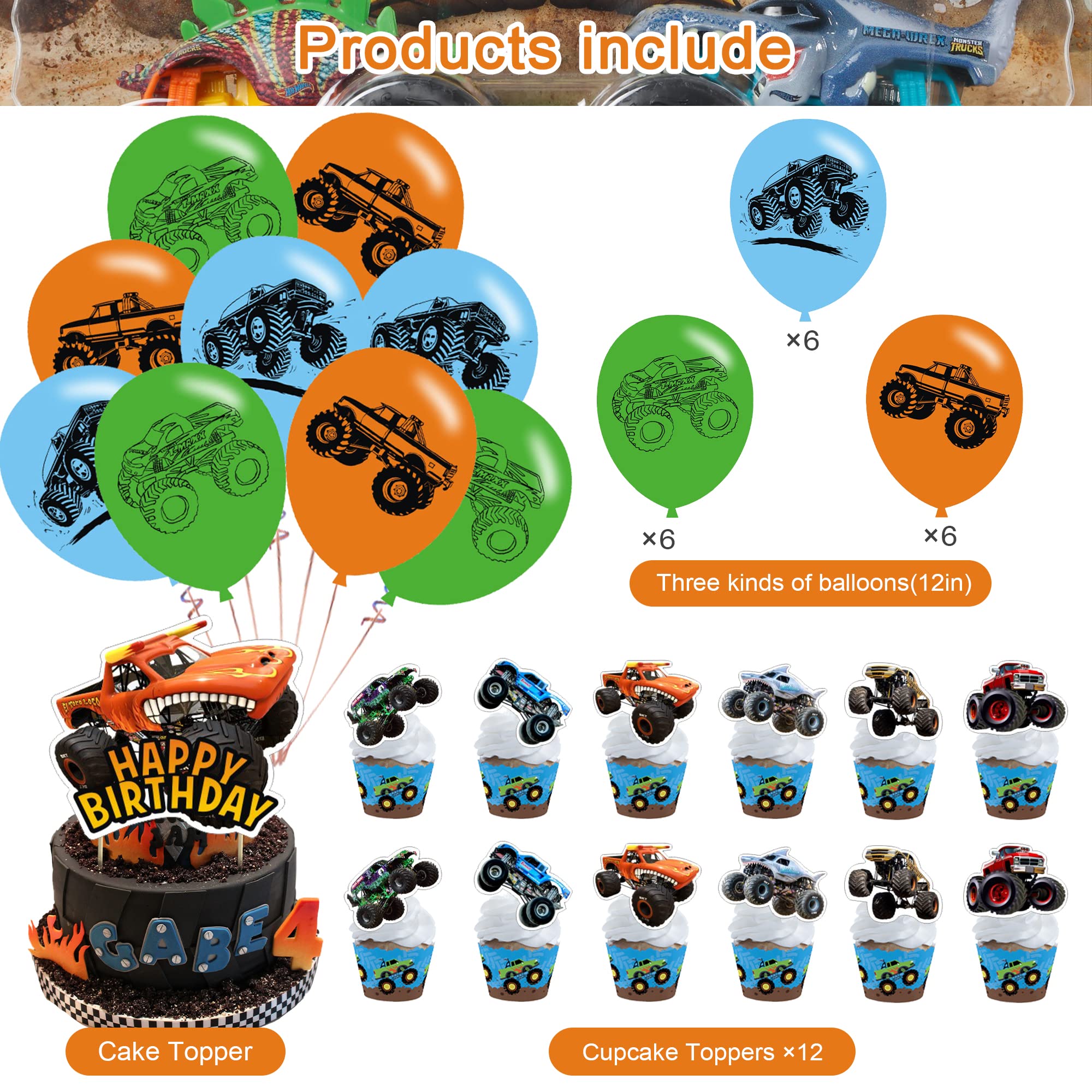 Monster Truck Birthday Party Decorations,Monster Truck Party Supplies ...