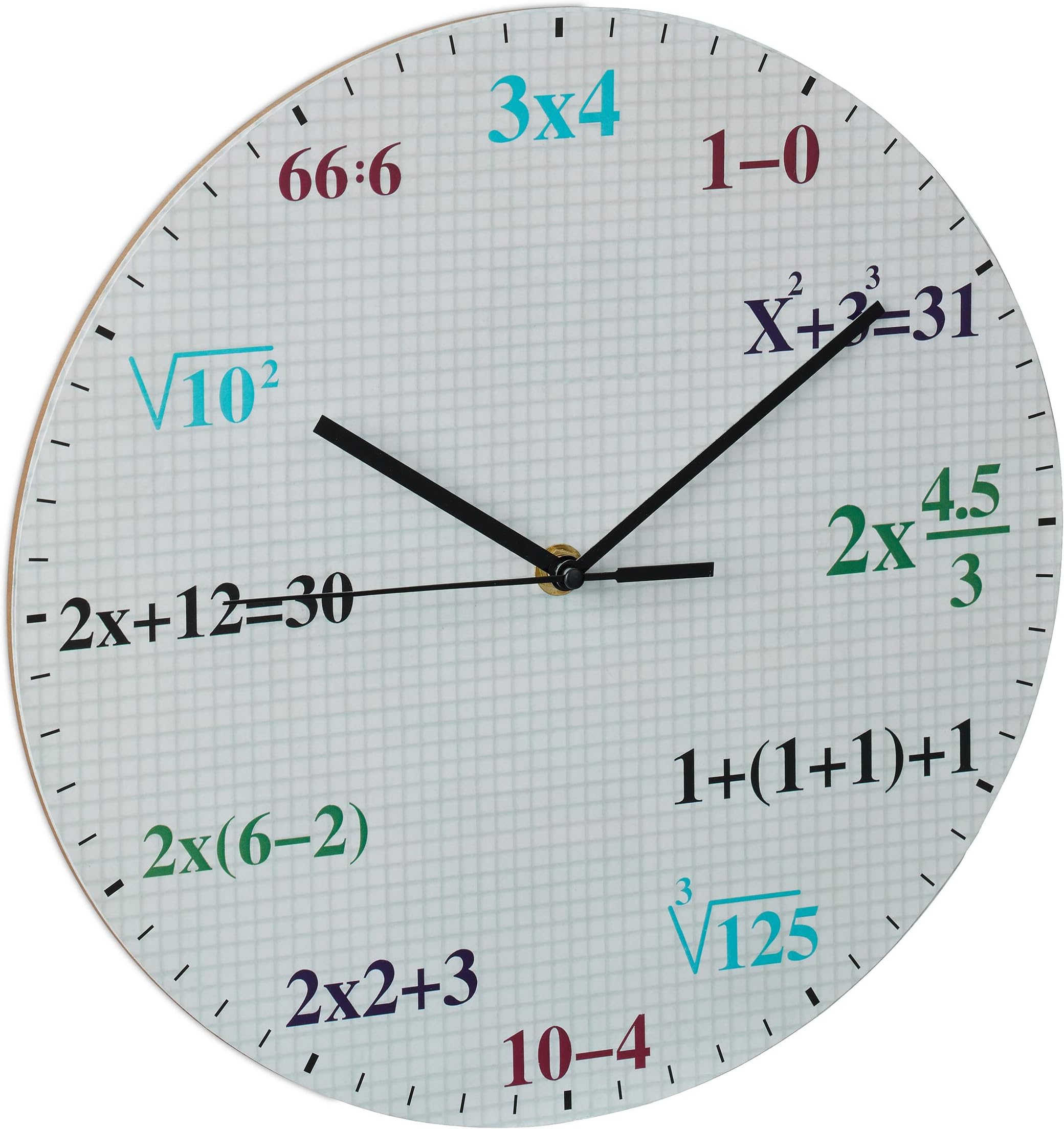 Relaxdays Wall Clock, Maths, Battery Powered, Classroom, School, Analogue, Equation Numerals ...