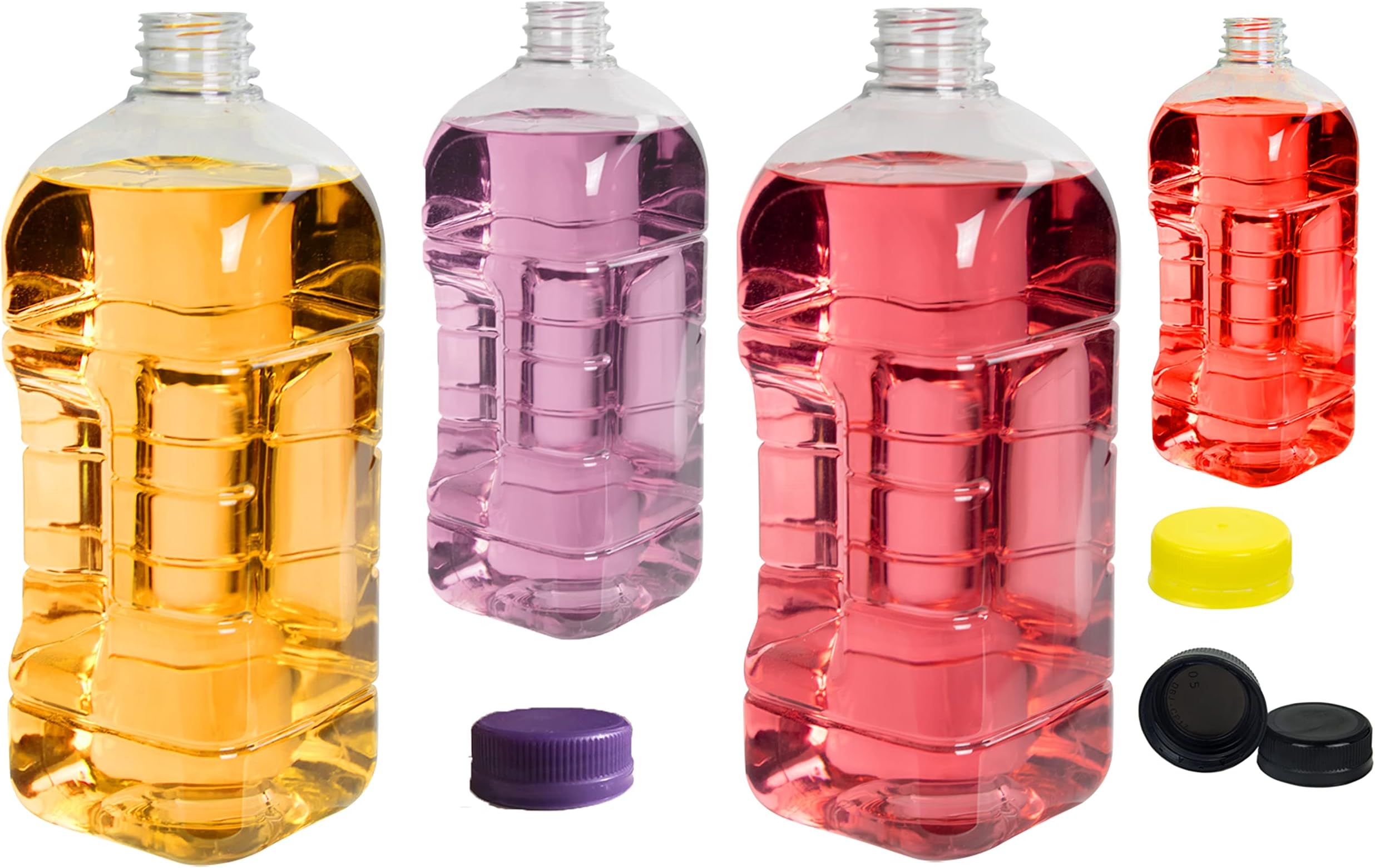 Amazon.com: USA MADE 4 Pc. Plastic Juice Bottles - 64 Oz Reusable ...