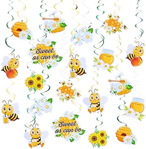 Amazon.com: Whaline 32Pcs Bee Hanging Swirl Decorations Sweet As Can Be ...