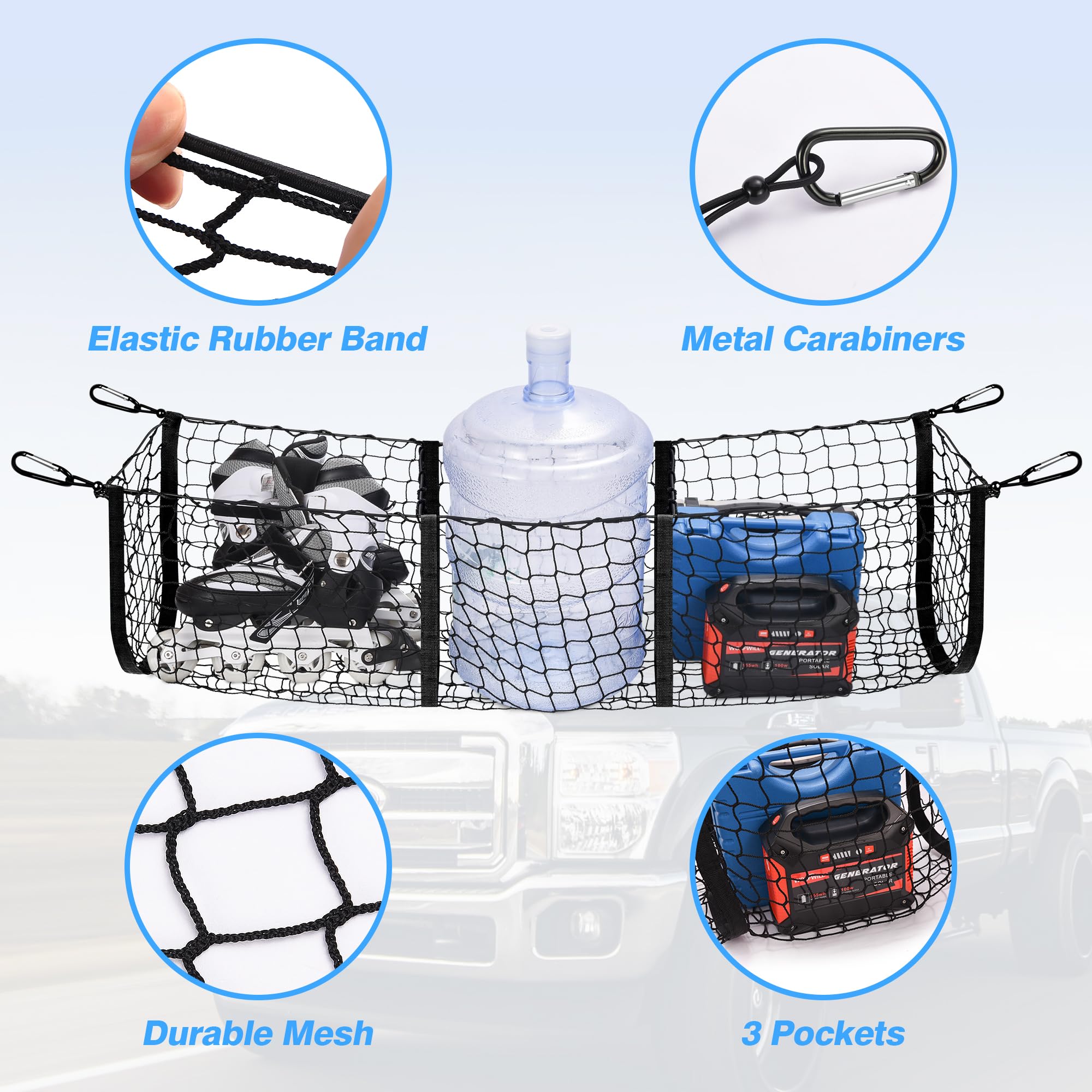 Snapklik.com : MICTUNING 3 Pocket Trunk Cargo Organizer Storage Net ...