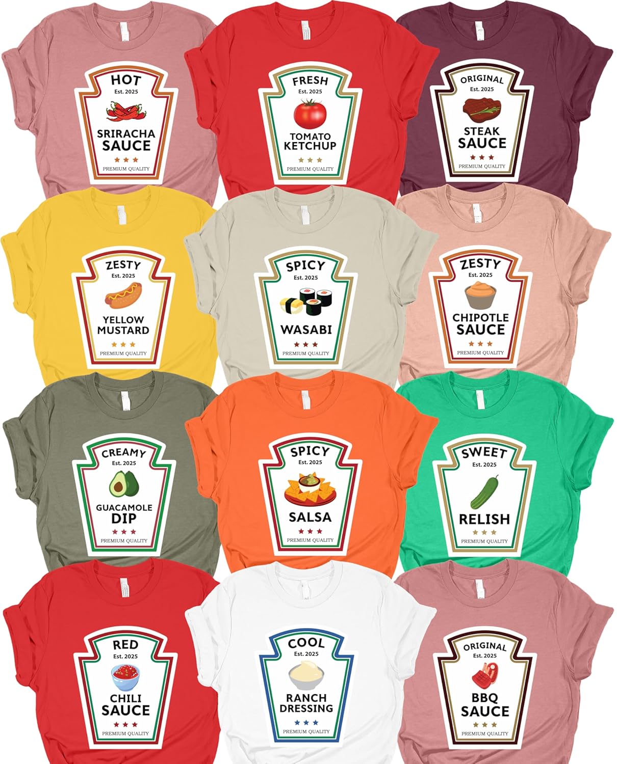 Amazon.com: Condiment T Shirts Condiment Group Halloween Costume Shirt ...