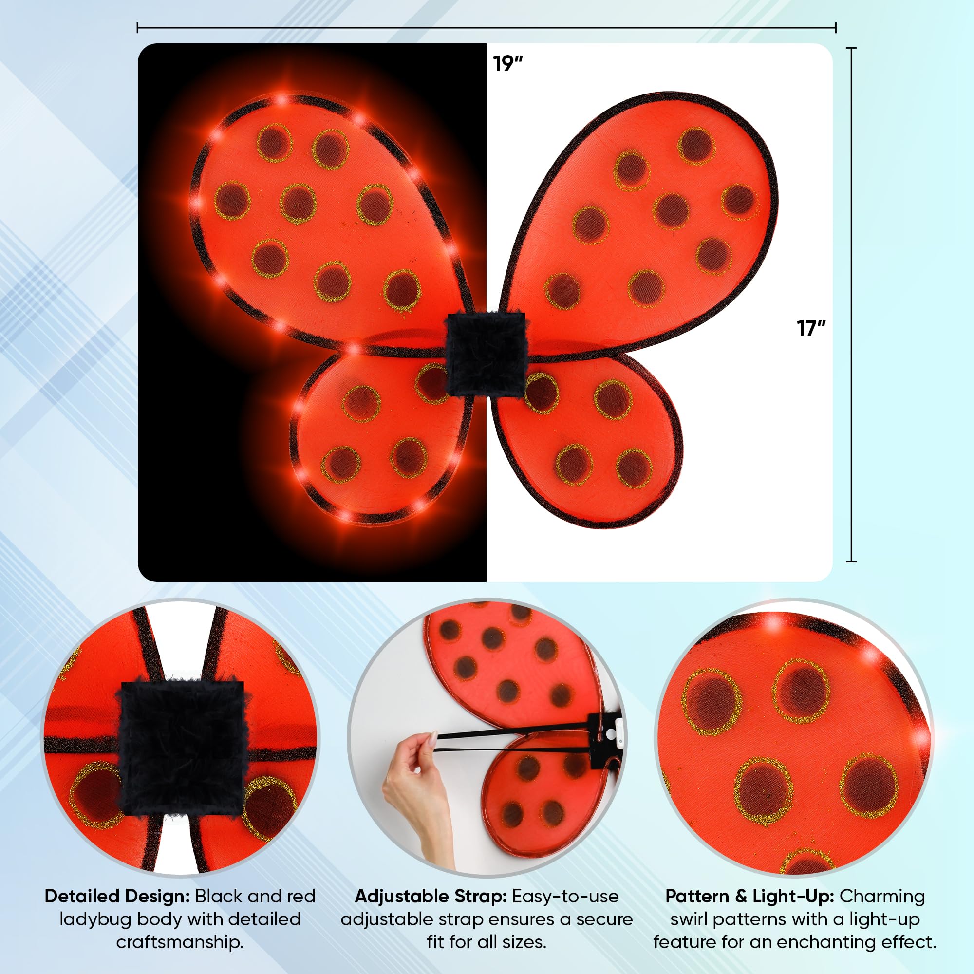 Snapklik.com : Ladybug Wings, Glasses And Headband - Light Up Lady Bug ...