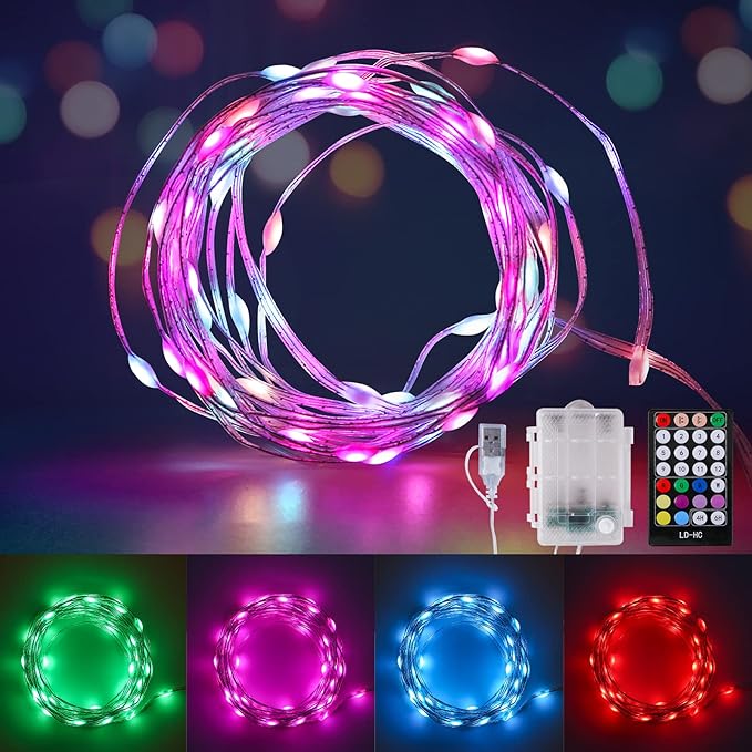 Amazon.com: Fairy Lights Color Changing String Lights with Remote, 16 ...