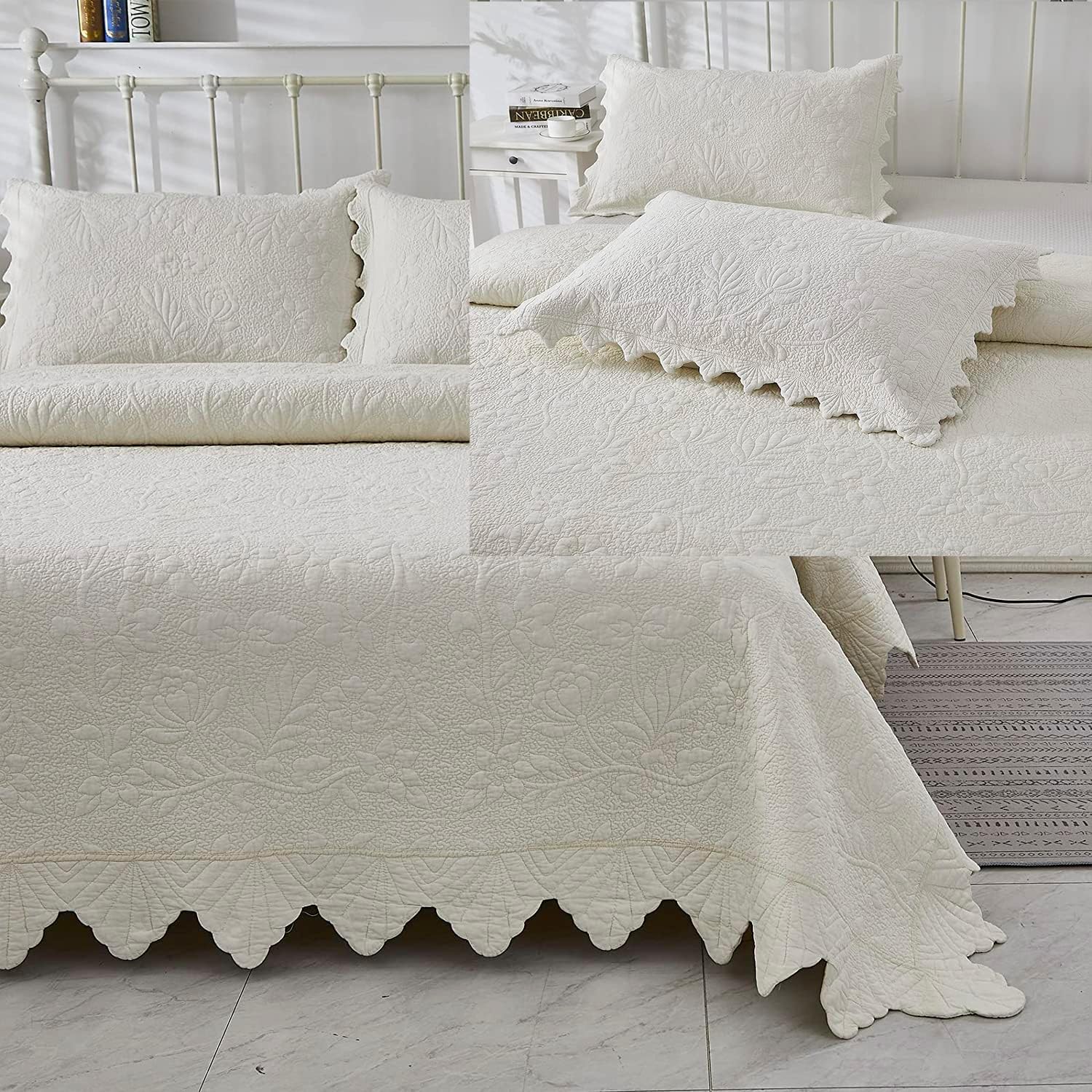 Amazon.com: Brandream King Size 5-Piece Cotton Quilt Bedding Set Chic ...
