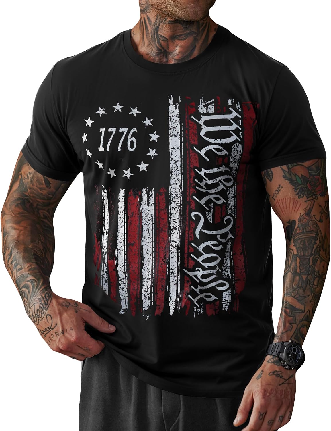 Amazon.com: Mainfini Men 4th of July T Shirt Adult Memorial Day Tshirts ...