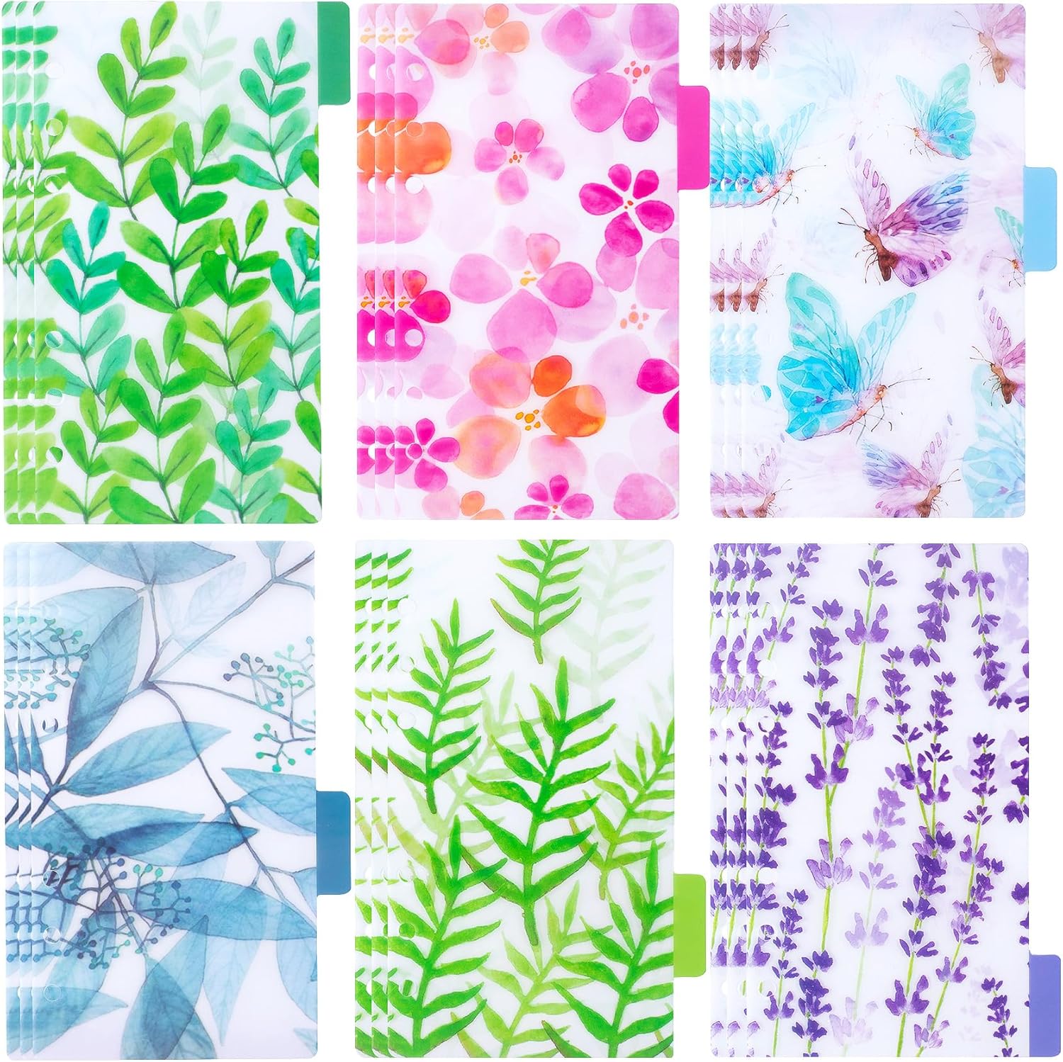 Amazon.com : Isslly 18 Sheets Leaves A6 Binder Dividers, 6 Holes ...