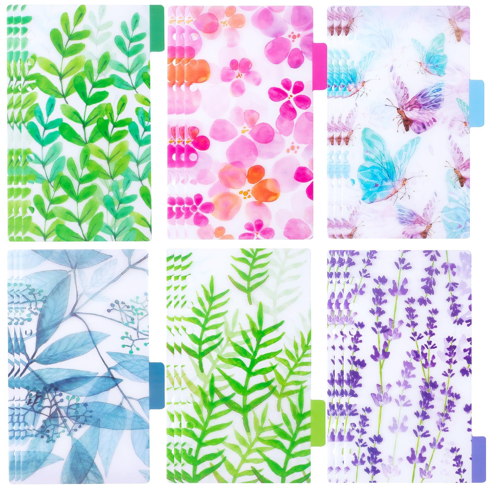 Amazon.com : Nuorest 18 Sheets Leaves A6 Binder Dividers, 6 Holes ...