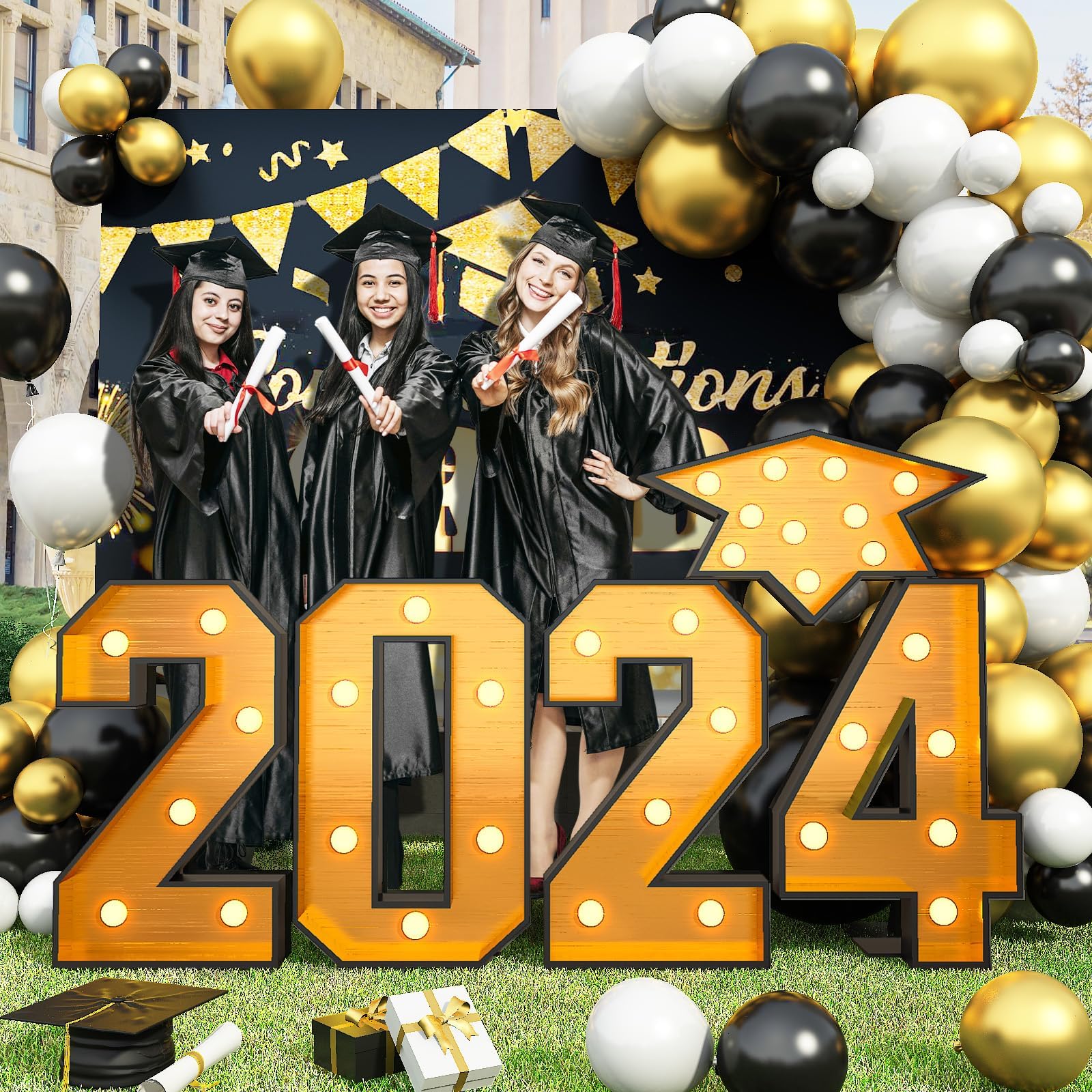 Amazon.com: Retisee 3.3ft Marquee Number 2024 Light Up Mosaic Number ...