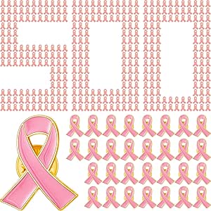 Amazon.com: Yexiya 500 Pcs Breast Cancer Awareness Brooch Bulk Pink Ribbon Pins Breast Cancer ...