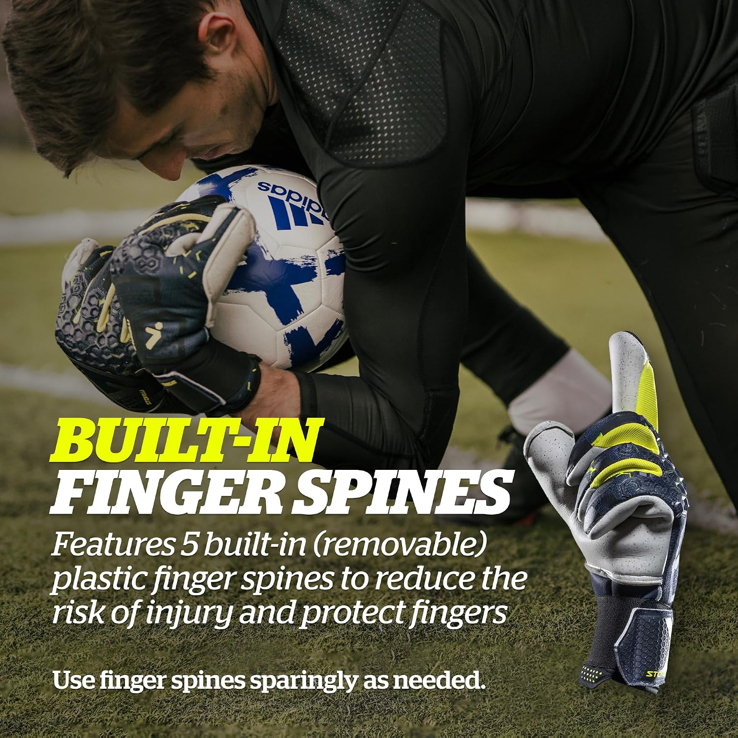 Storelli Silencer Threat Goalkeeper Gloves Soccer Goalie Gloves with ...