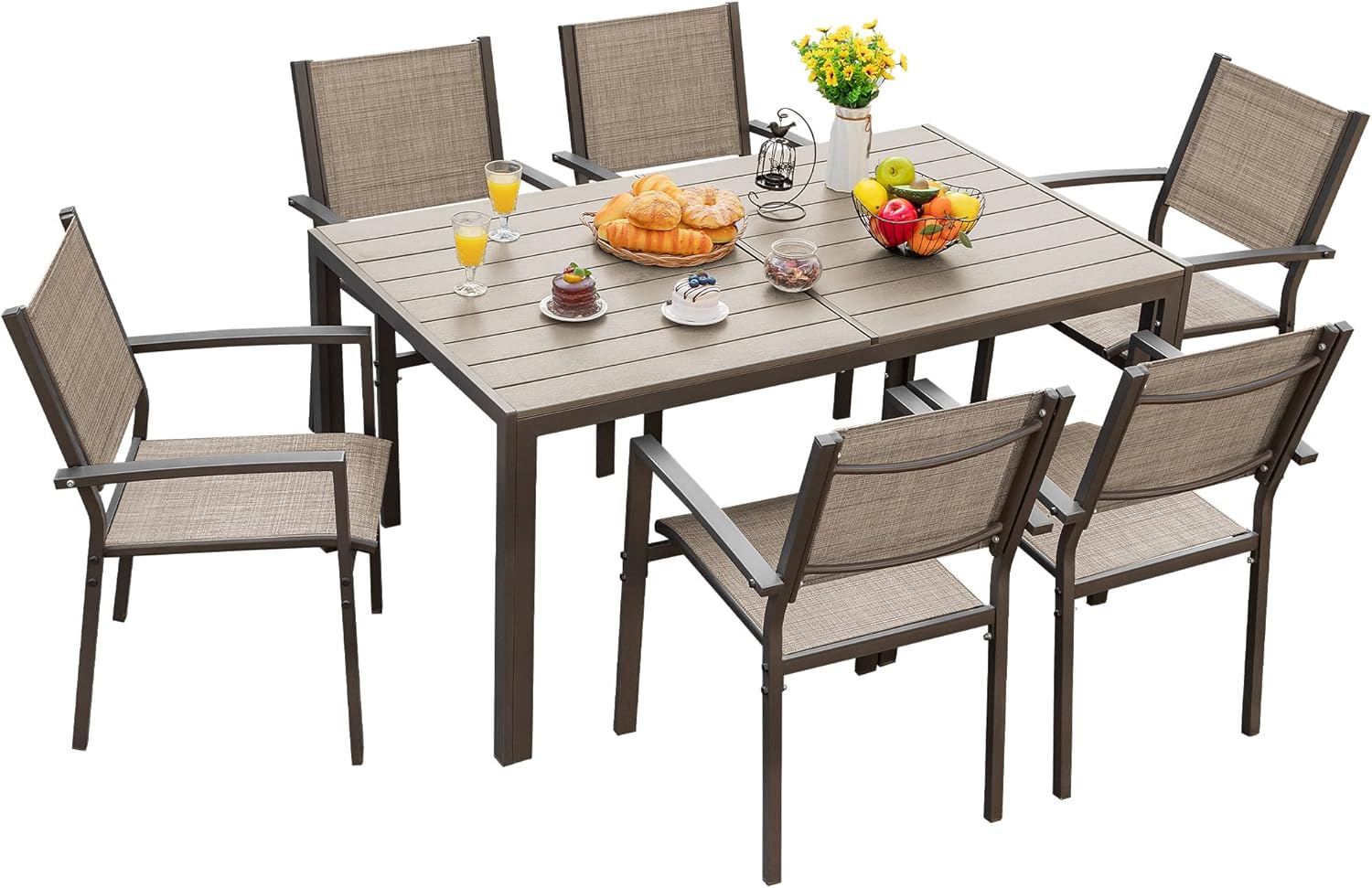 Amazon.com: Flamaker Dining Outdoor Patio Furniture Set, Brown : Patio ...