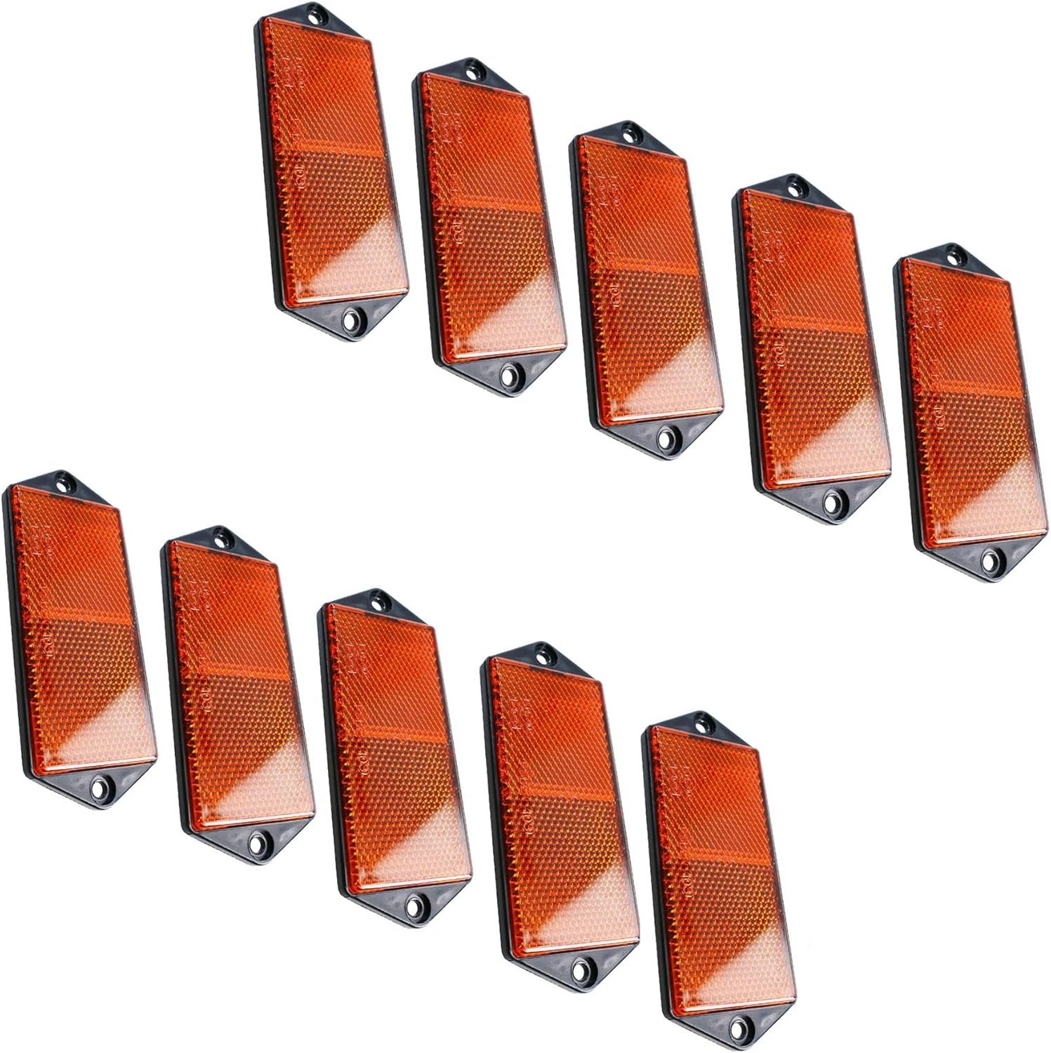 10 x Orange Amber Large Rectangular Reflectors Driveway Gate Fence Post ...