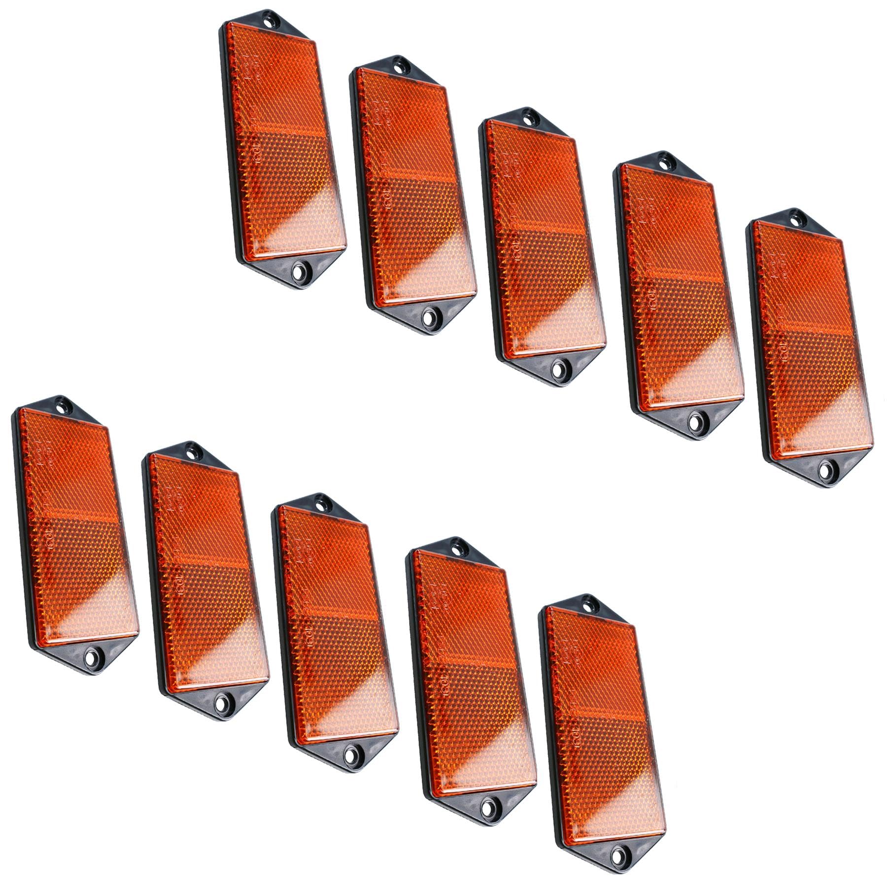 10 x Orange Amber Large Rectangular Reflectors Driveway Gate Fence Post ...