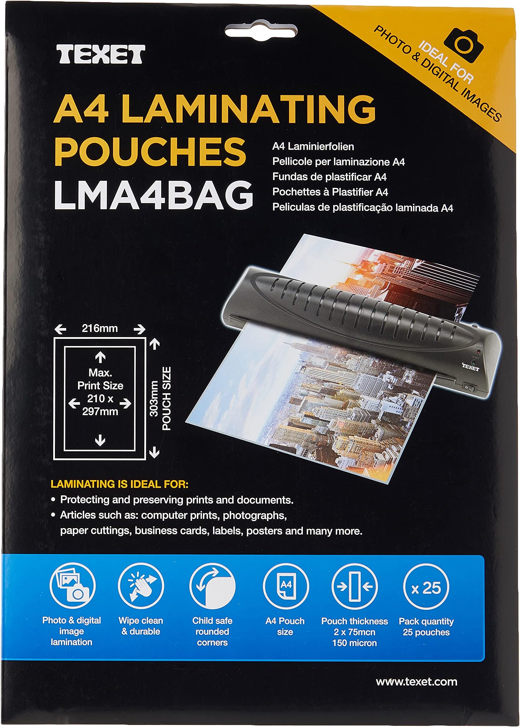 A4 Laminating Pouches 150 MCN (PK 25) : Amazon.co.uk: Stationery ...