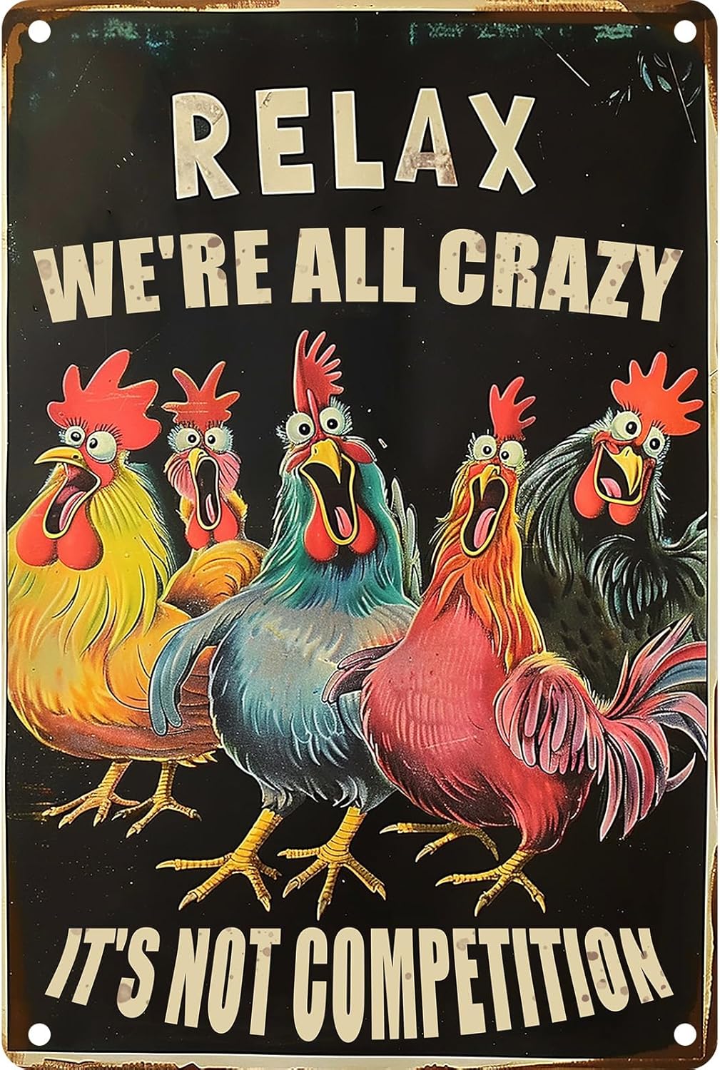 Amazon.com: Seeyoo Chicken Metal Tin Sign Vintage Retro Poster Wall ...