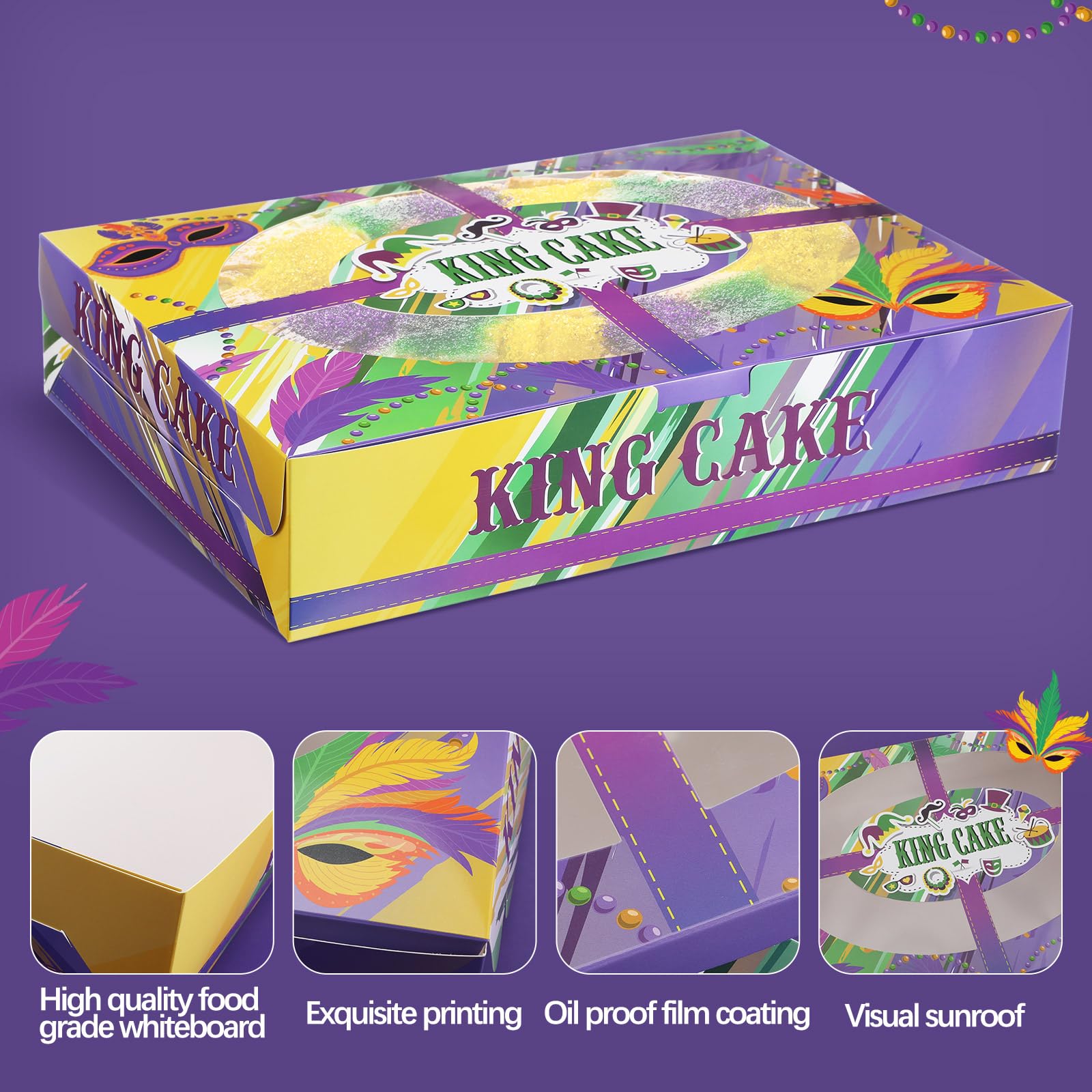 Snapklik.com : Ctosree 24 Pcs Mardi Gras King Cake Boxes