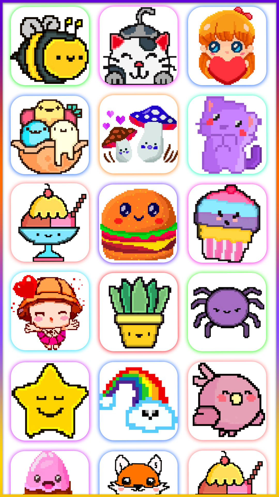 Kawaii Pixel Art Coloring Book : Color By Number - Kawai Coloring Game ...