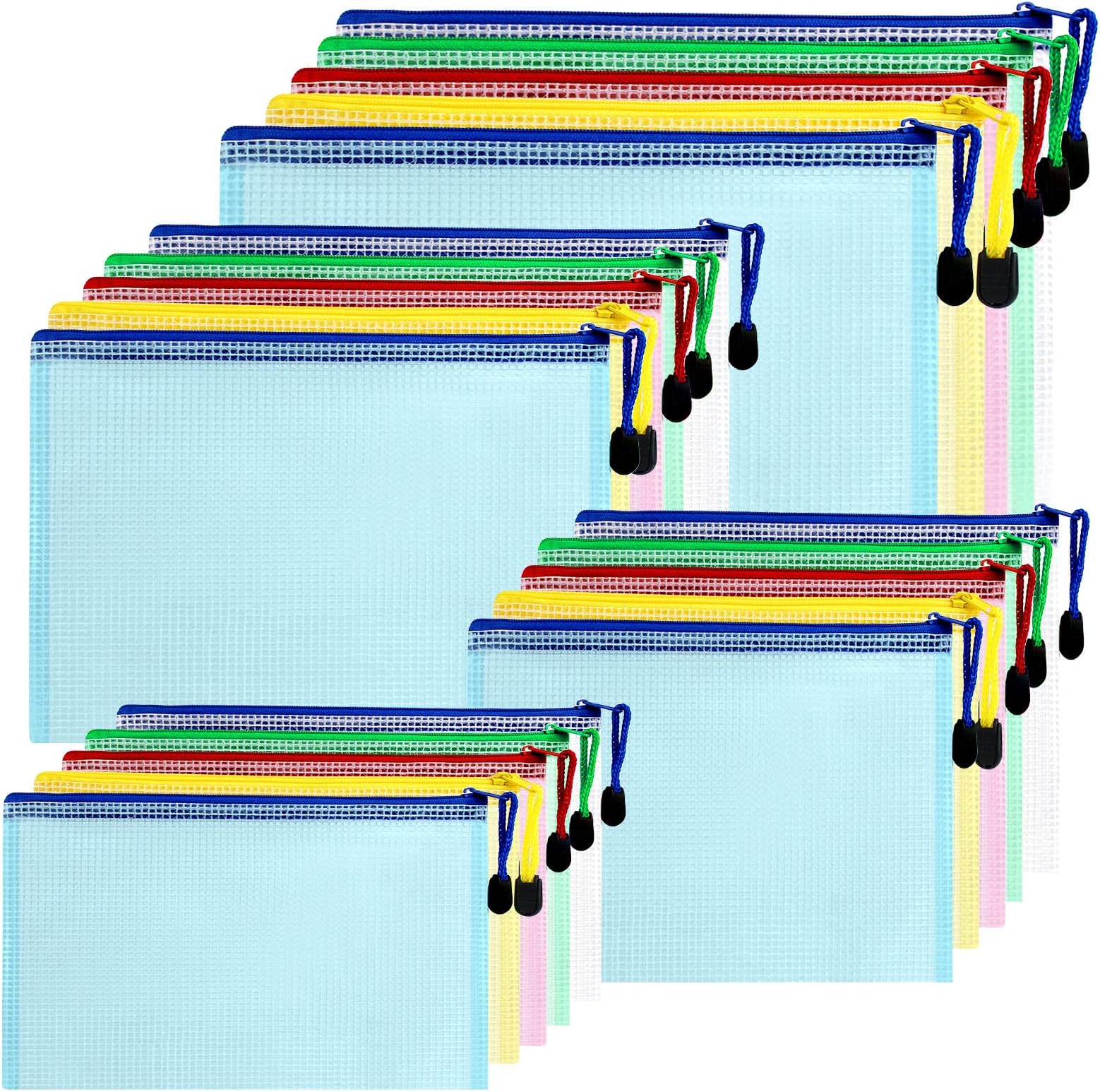 Sliva Dokumententasche A4+A5+A6, 15 Stücke (Je 5) Zip Tasche, Mesh ...