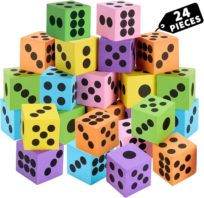 Amazon.com: Neon Big Foam Dice Set - 24-Pack, Jumbo, and Colorful Dice ...