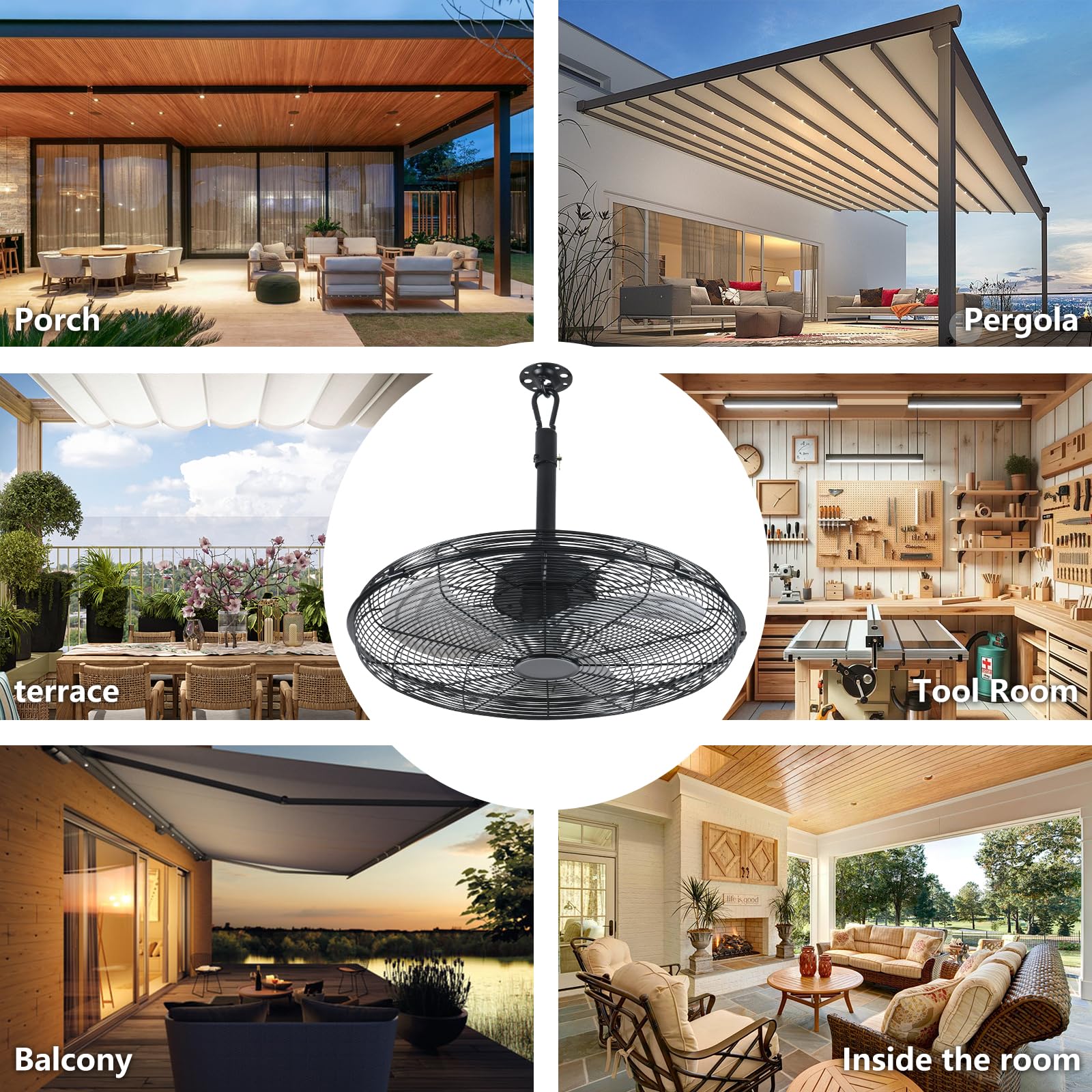 Outdoor Patio Fan W 4 Lights