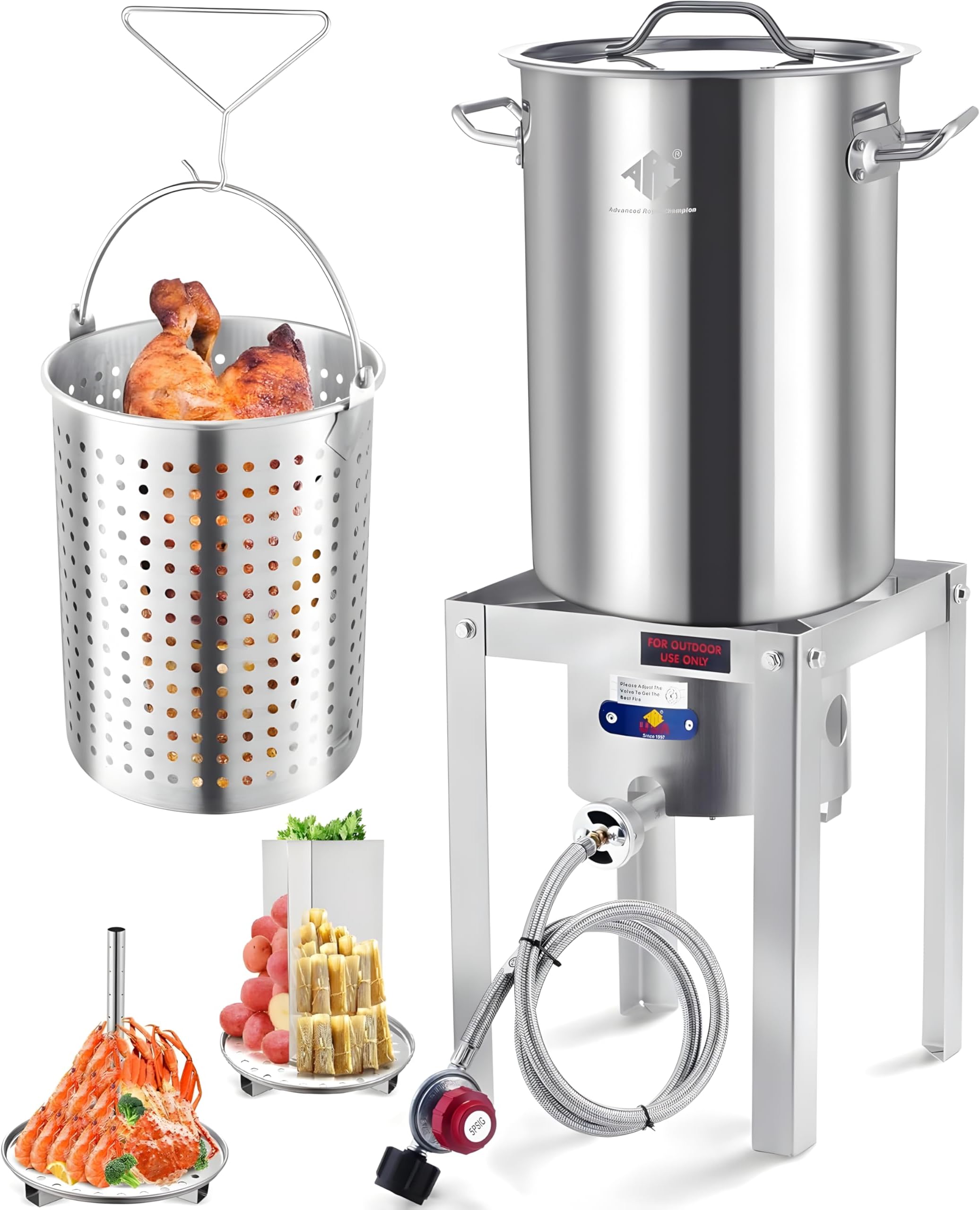 Amazon.com : Enterprises Turkey Deep Fryer Oversized 44 Quart Stainless ...