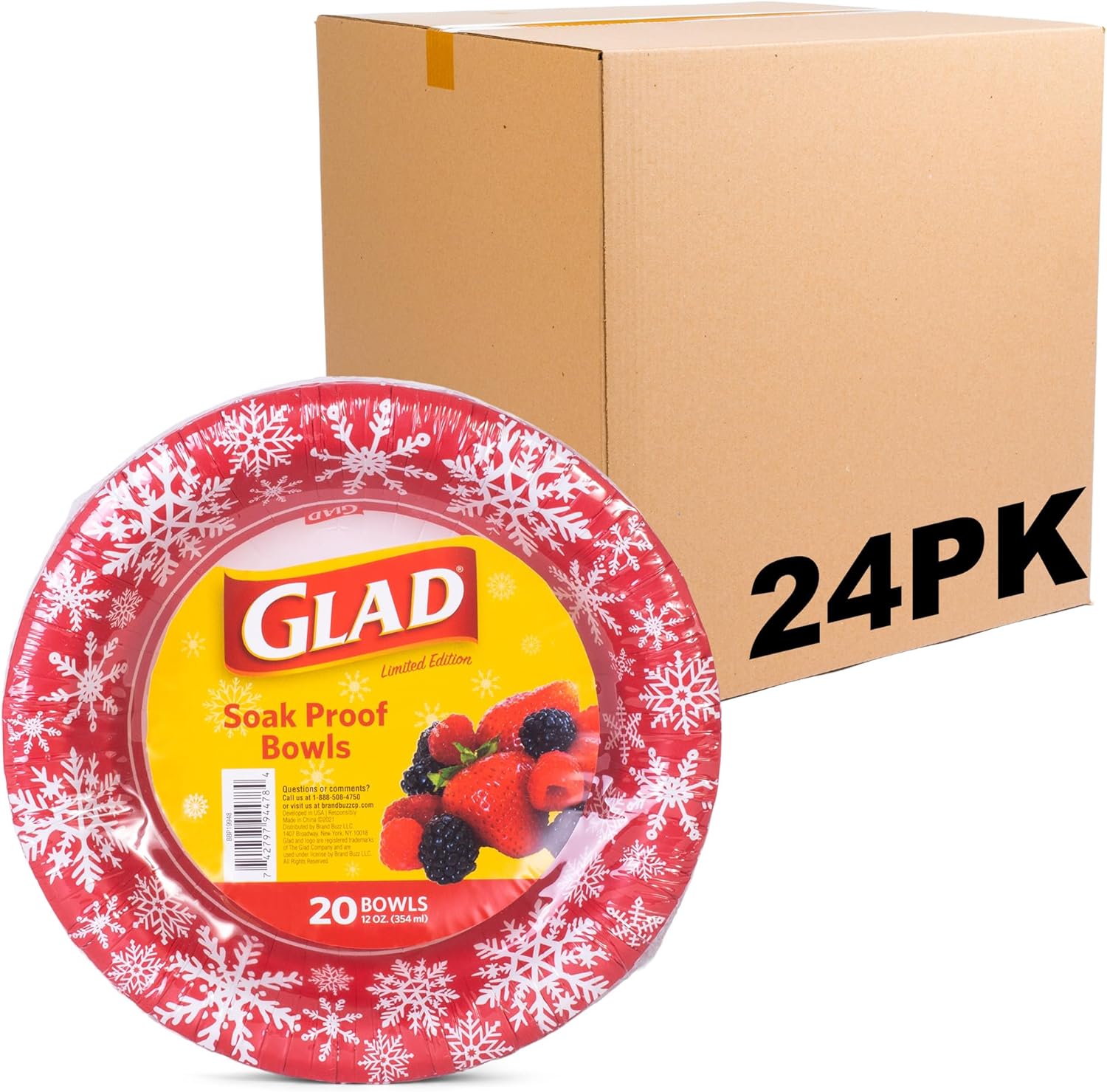 Amazon.com: Glad Everyday Disposable Paper Bowls with Holiday Red ...