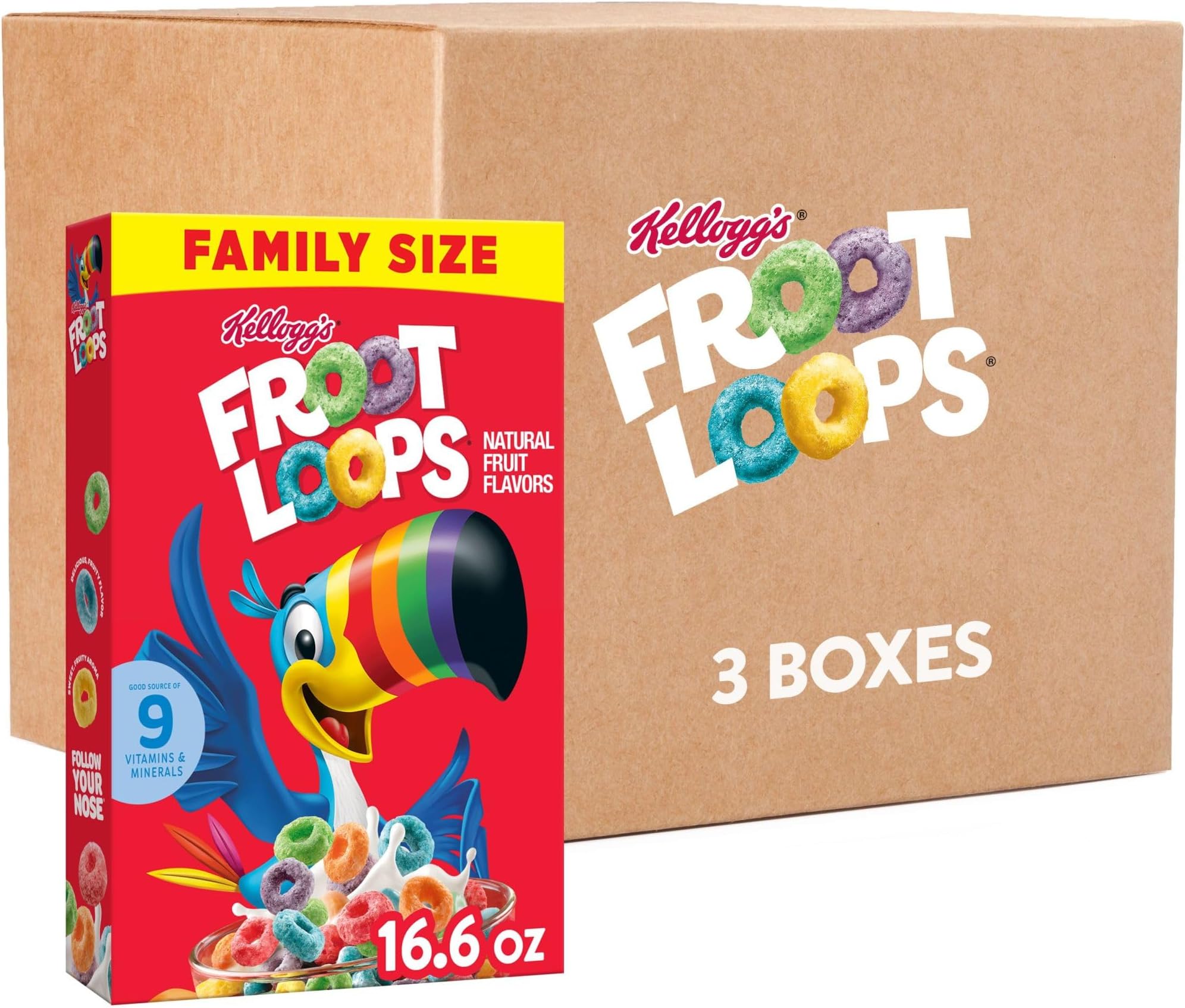 Amazon.com: Kellogg’s Froot Loops Breakfast Cereal, Kids Cereal, Family ...