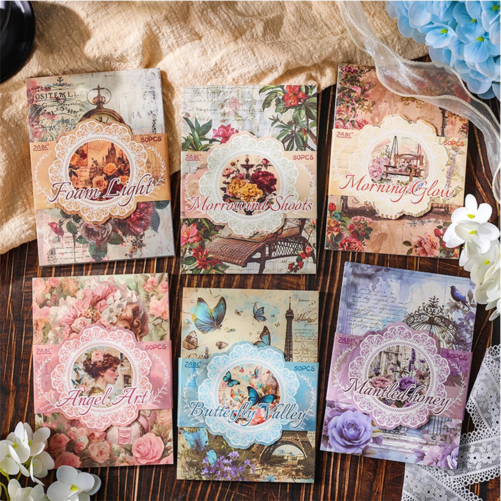Amazon.com : 300 Sheets Vintage Floral Scrapbook Paper- Flower Garden ...