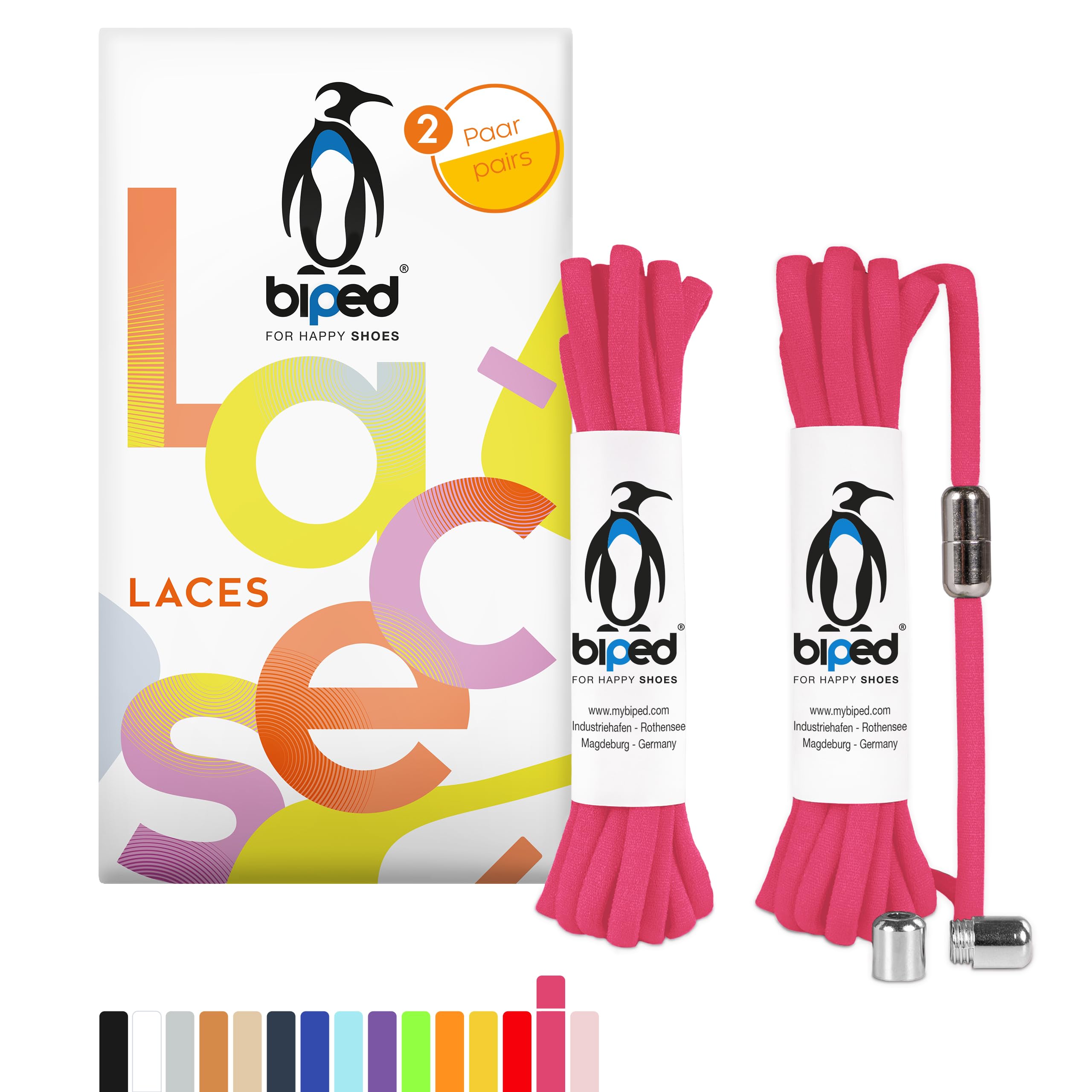 biped LACES 2 paires de lacets élastiques avec capsule métallique ...