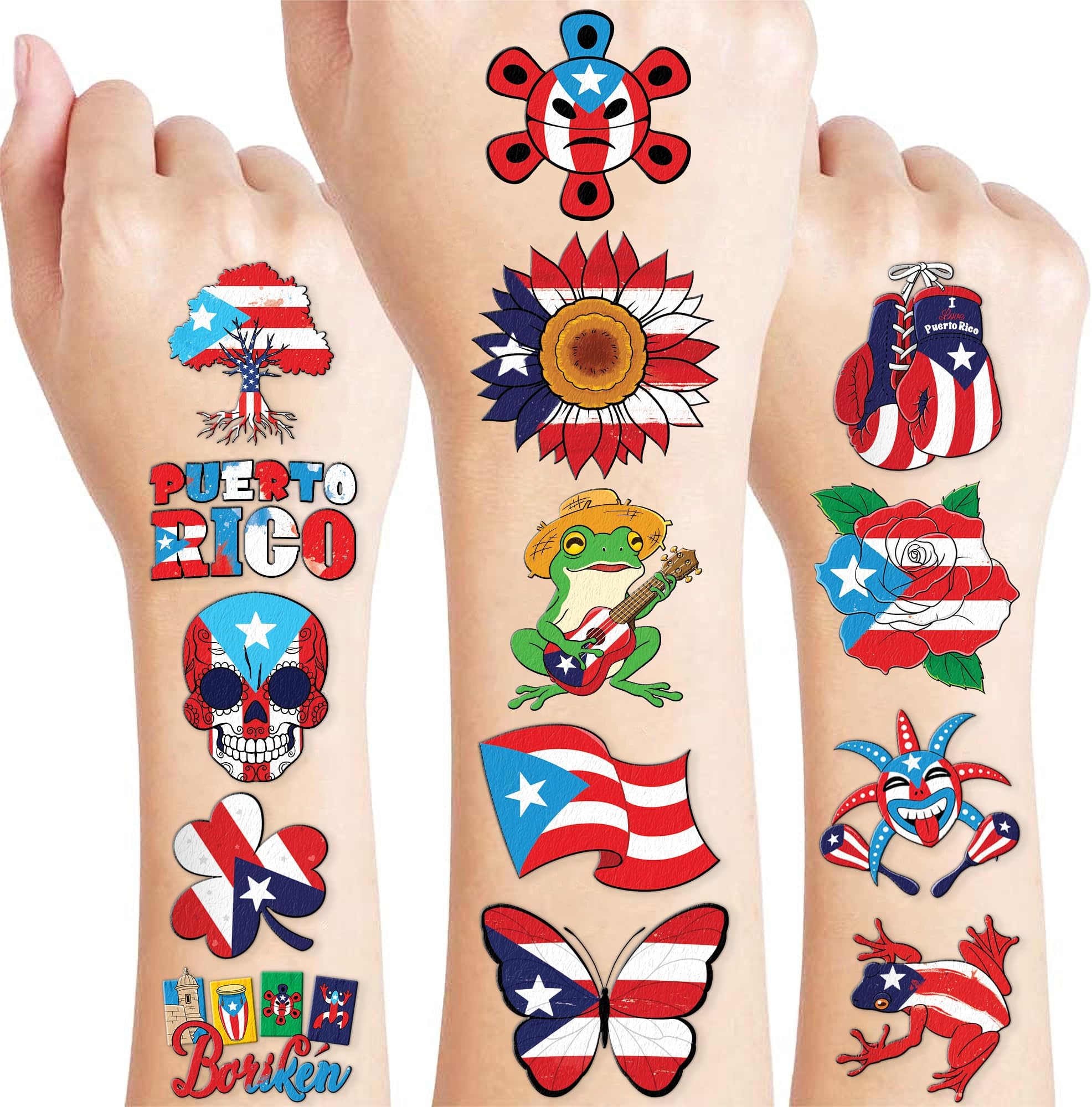 Amazon.com : 96 PCS Puerto Rico PR Puerto Rican Flag Pre-Cut Temporary ...