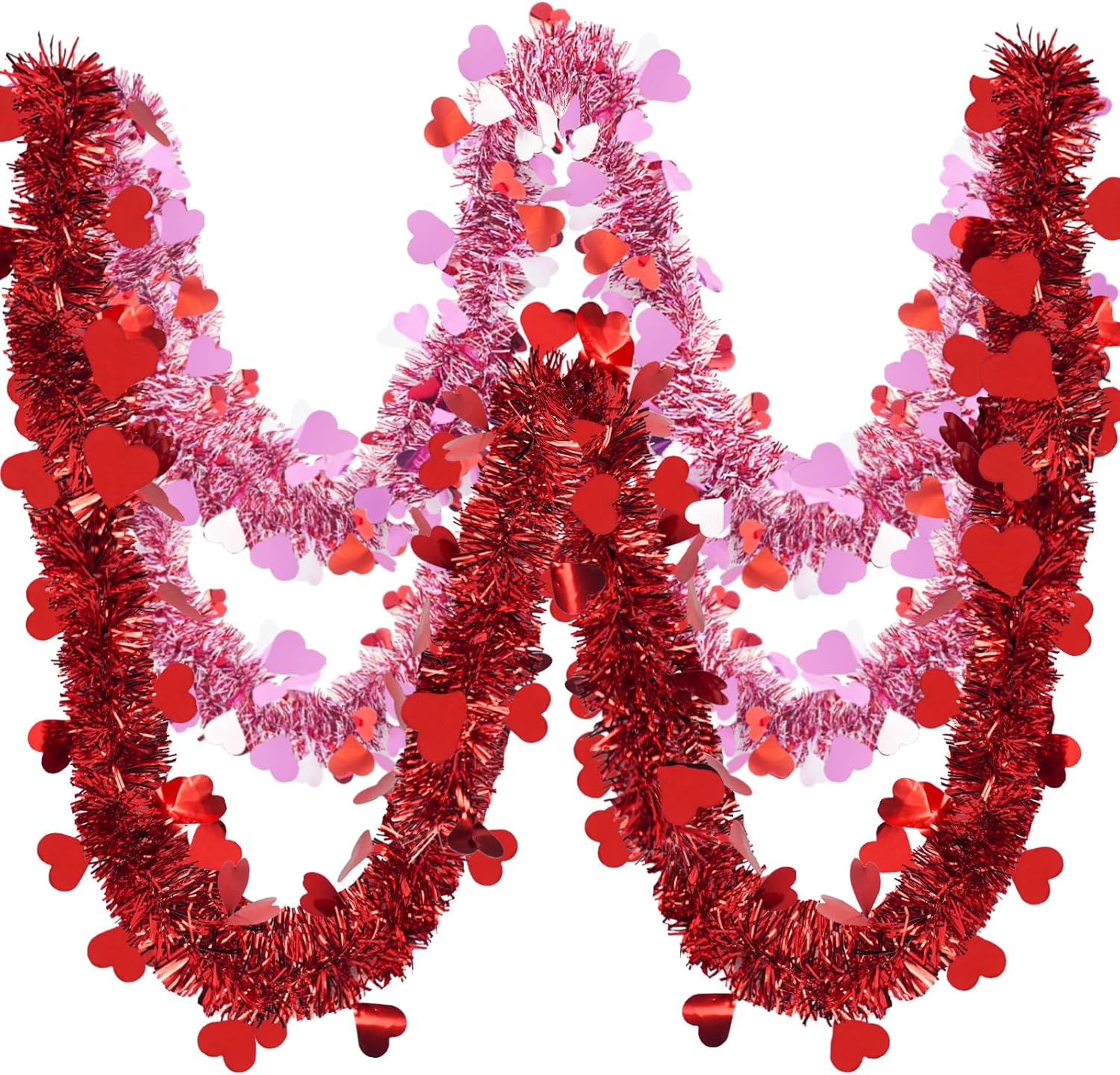 Amazon.com: Prashent 66 Feet Valentine Tinsel Garland Decoration 2 Pack ...