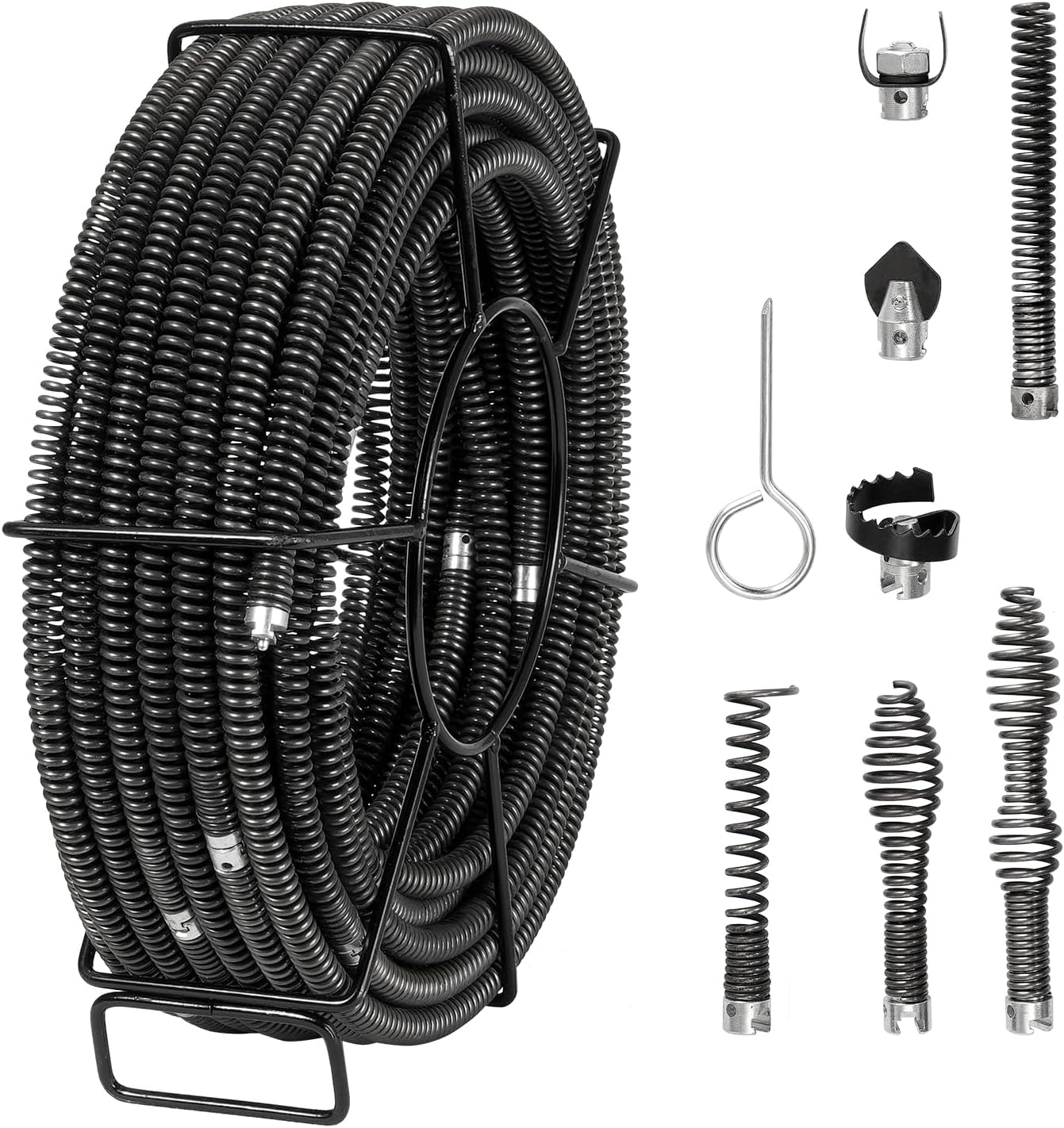 Amazon.com: VEVOR 100Ft Drain Cleaning Cable 100' x 5/8" with 7 Cutters ...