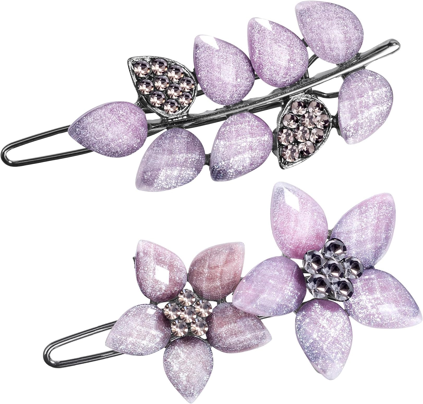 Amazon.com : HINZIC 2Pcs 2inch Vintage Rhinestone Hair Clips Pink ...