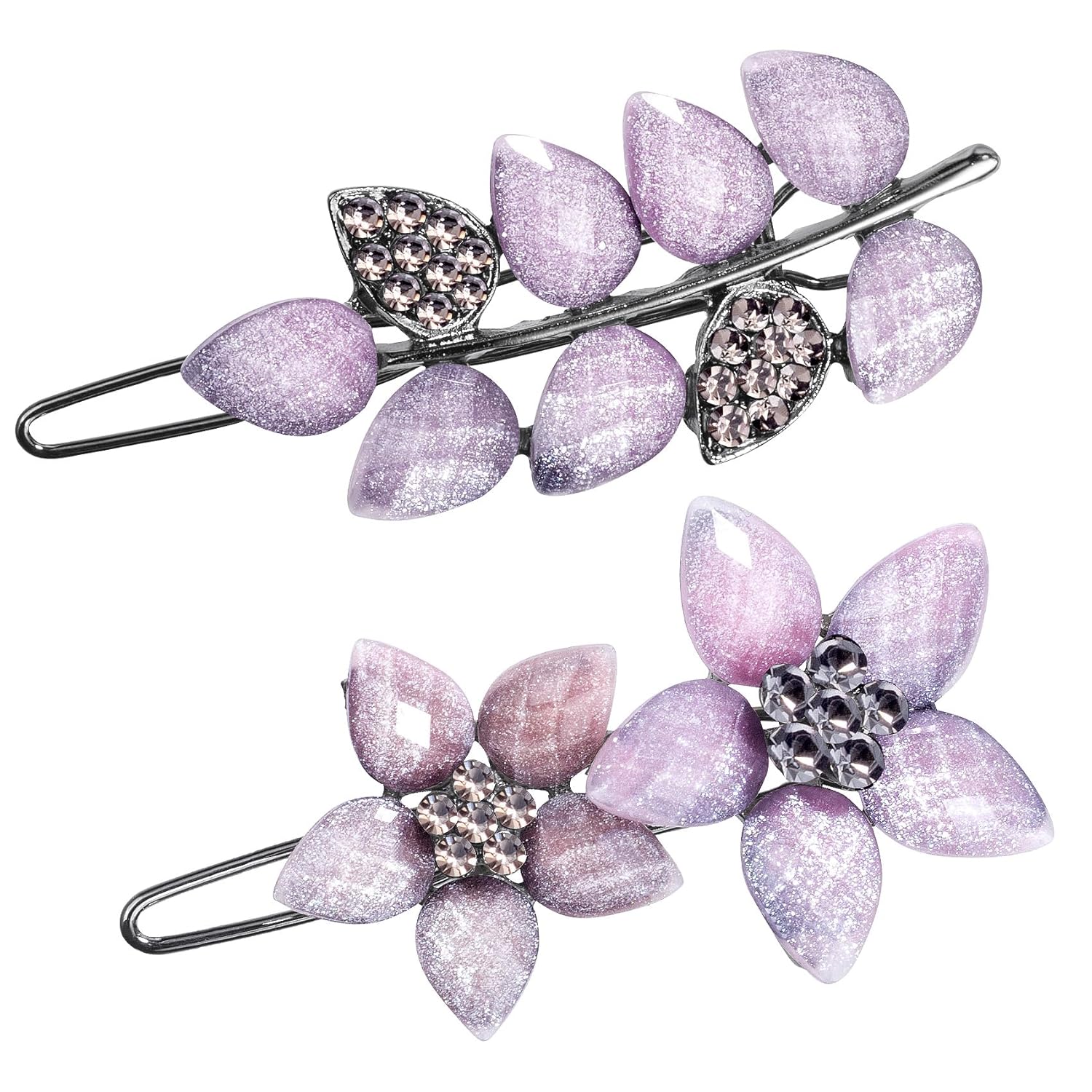 Amazon.com : HINZIC 2Pcs 2inch Vintage Rhinestone Hair Clips Pink ...