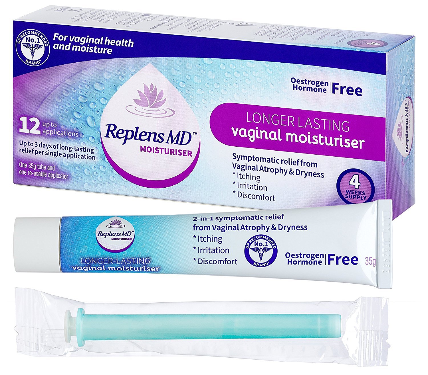 3 Pack Replens MD Post-Menopause Vaginal Moisturiser - 12 Applications ...