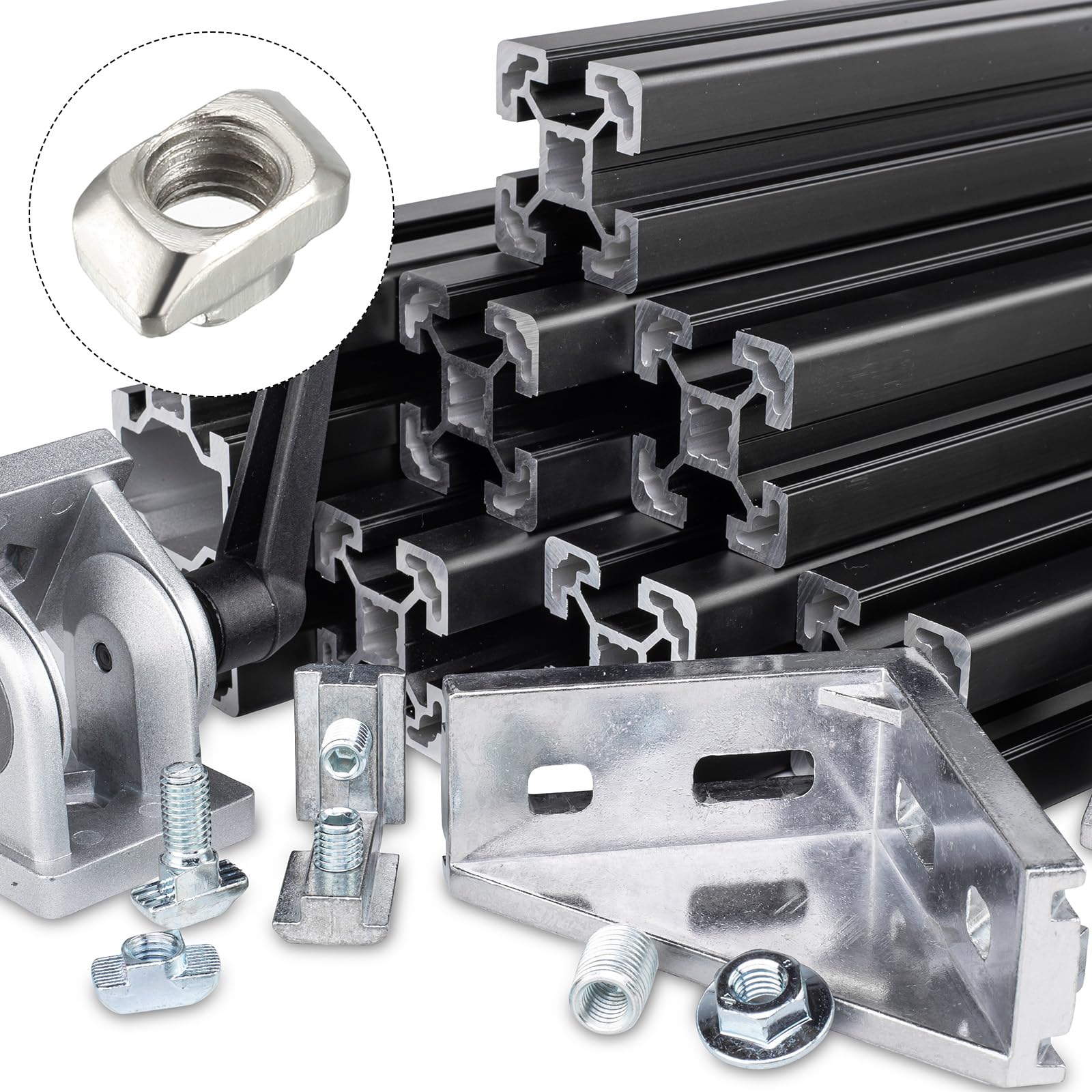 METALLIXITY Sliding T Slot Nuts (M5 Thread) 50pcs, Carbon Steel T-Slot Nut Hammer Head Fastener ...