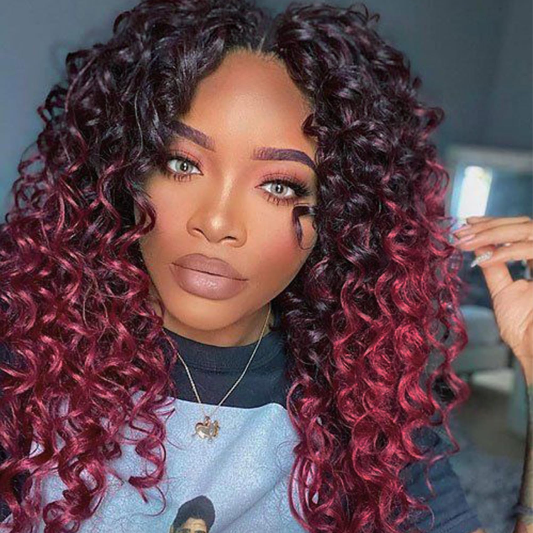 Snapklik.com : 7 Packs GoGo Curl Crochet Hair 12 Inch Red Burgundy ...