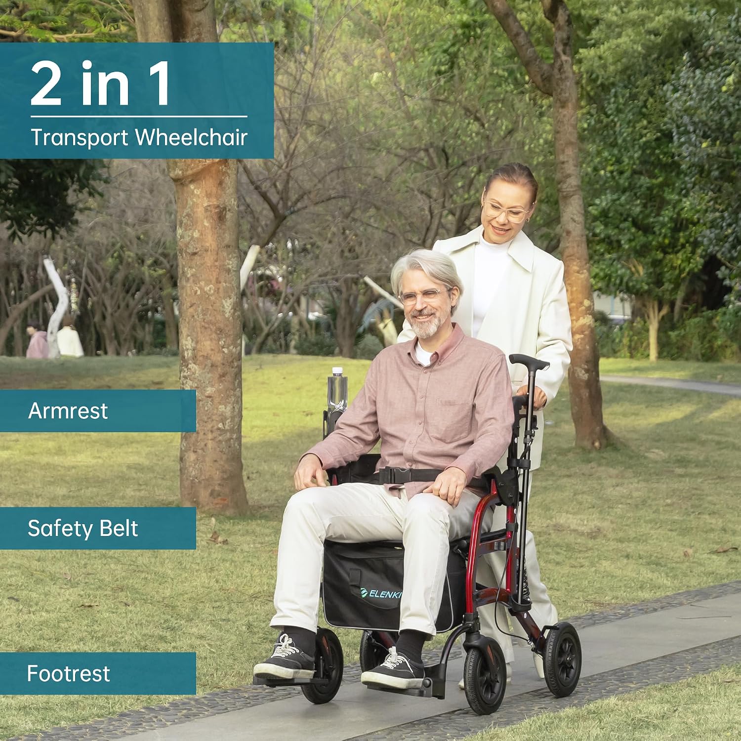 ELENKER Rollator Walker Transport Wheelchair Combo Philippines | Ubuy