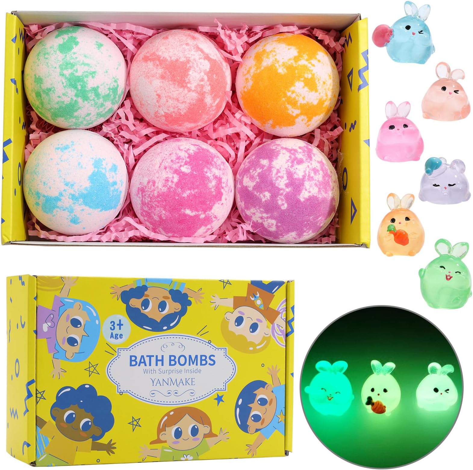 Amazon.com : Bath Bombs with Surprise Inside, Bunny Themed 4oz/Pack of ...