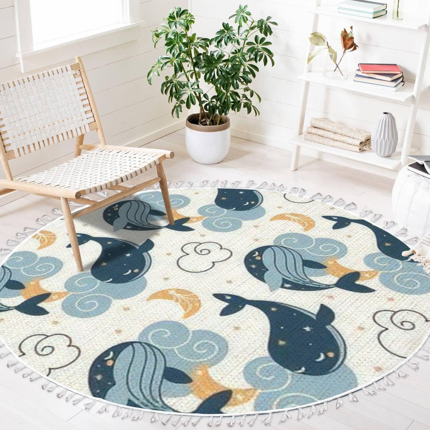 Amazon.com: Ocean Beach Area Rugs Cute Whales Sleeping Clouds Fantasy ...