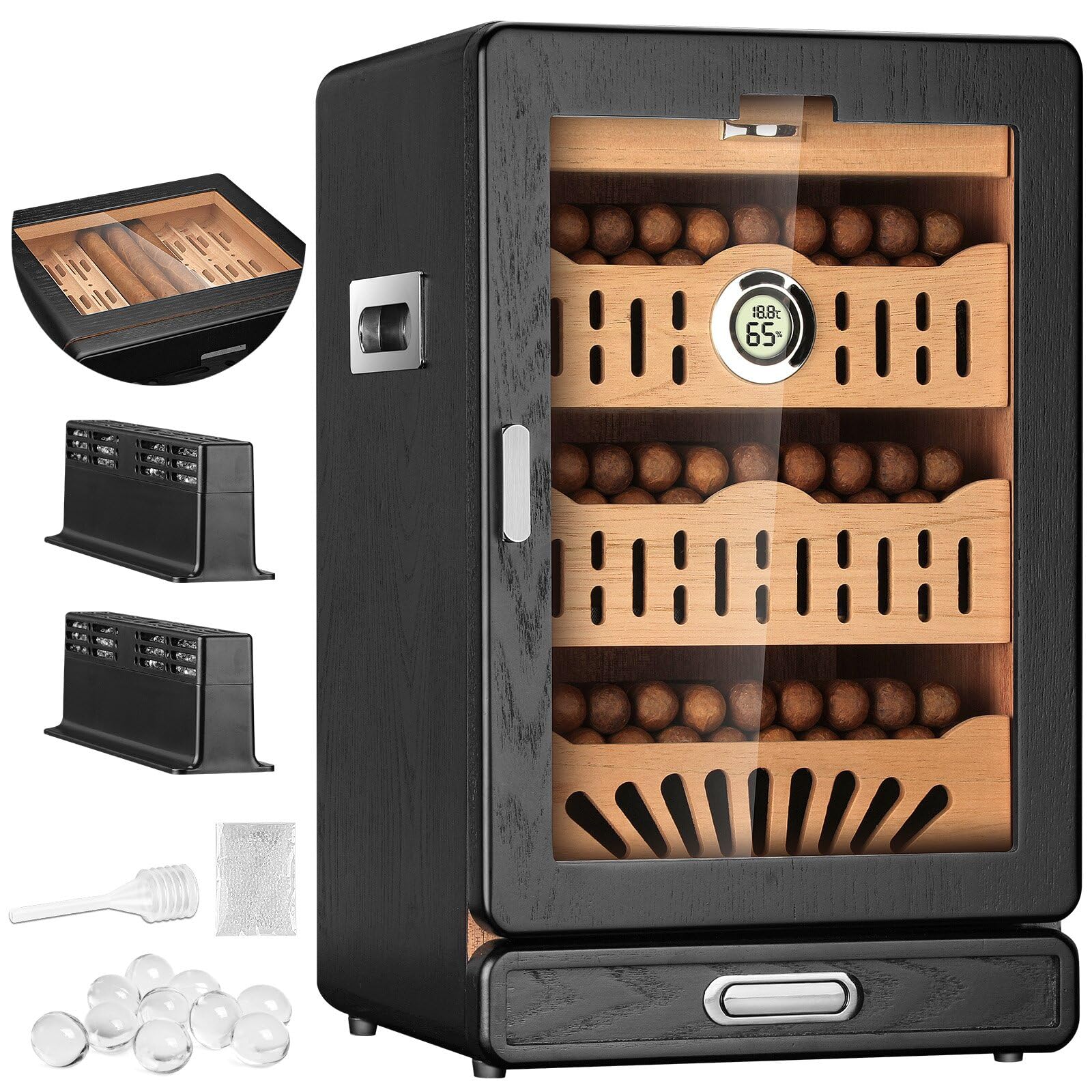 Amazon.com: KEJIAR Cigar Humidor, Glass top Tabletop Cigar Humidor ...