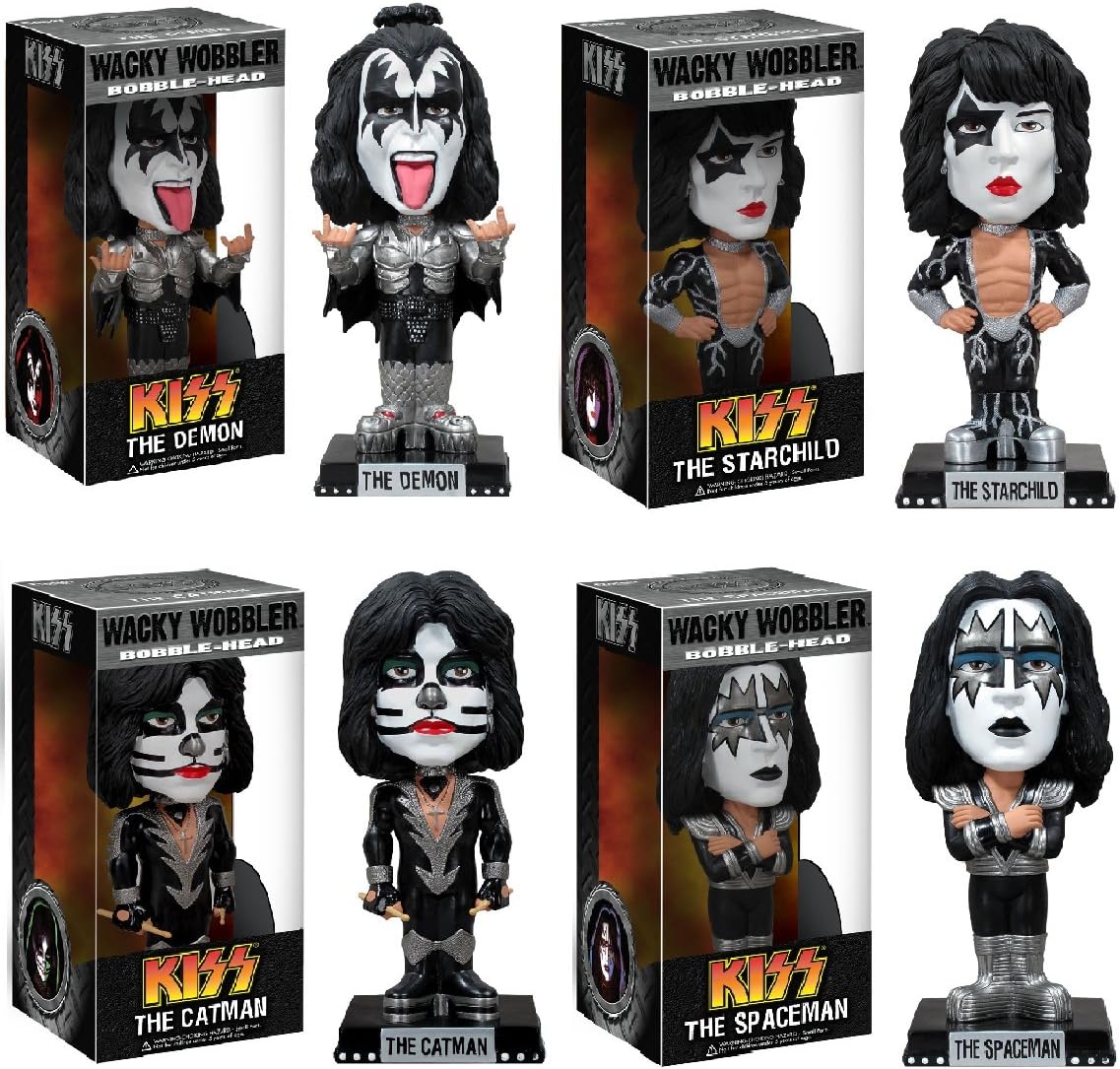 Amazon.com: Funko Kiss Wacky Wobbler Bobblehead 4 Piece Set : Toys & Games