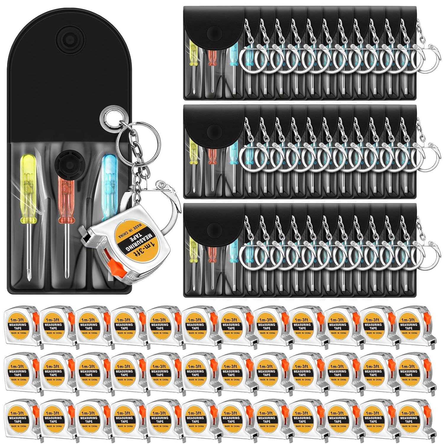 Jutom 72 Pcs Mini Screwdriver Keychain Tape Measure Keychains Set Gifts ...