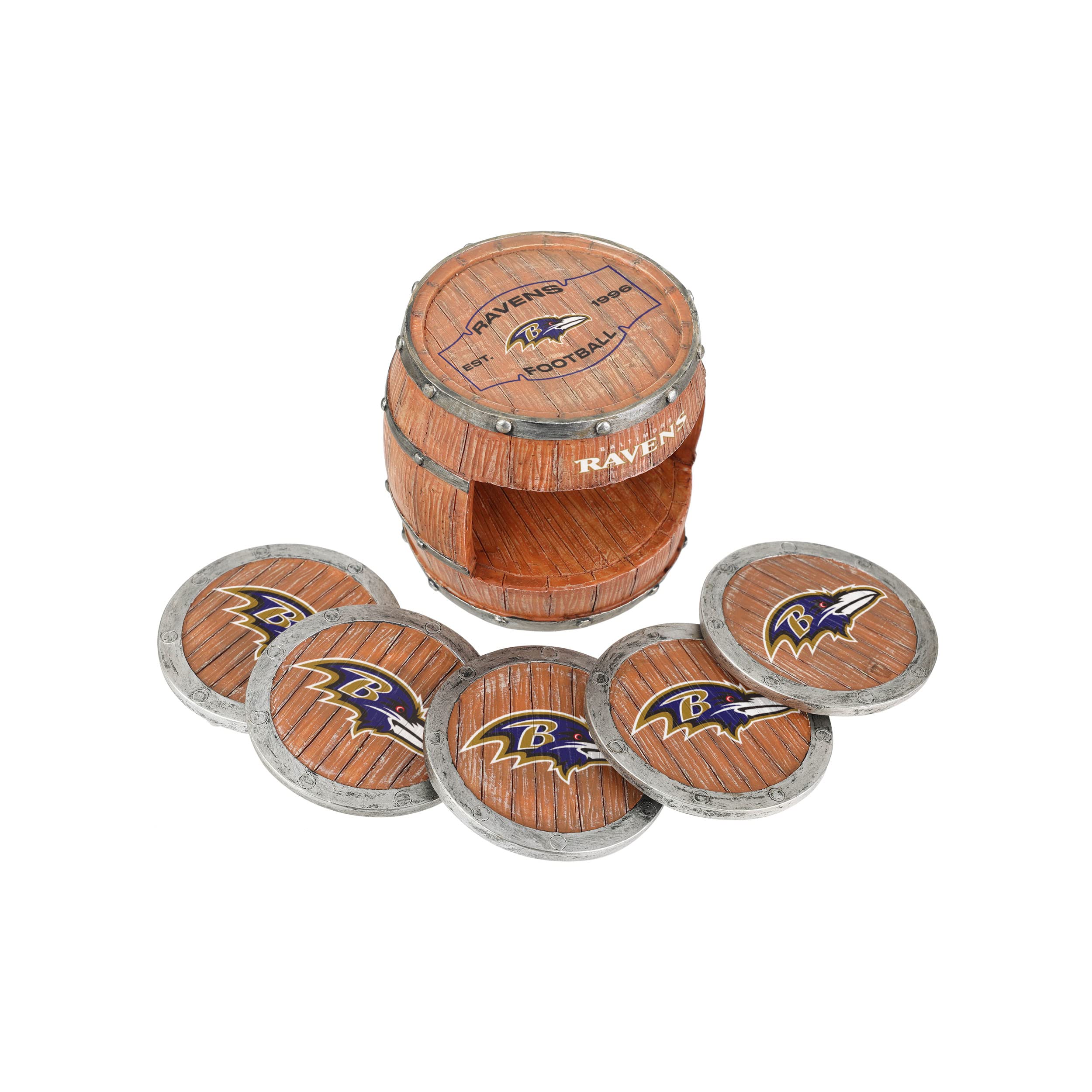 Snapklik.com : Baltimore Ravens NFL 5 Pack Barrel Coaster Set
