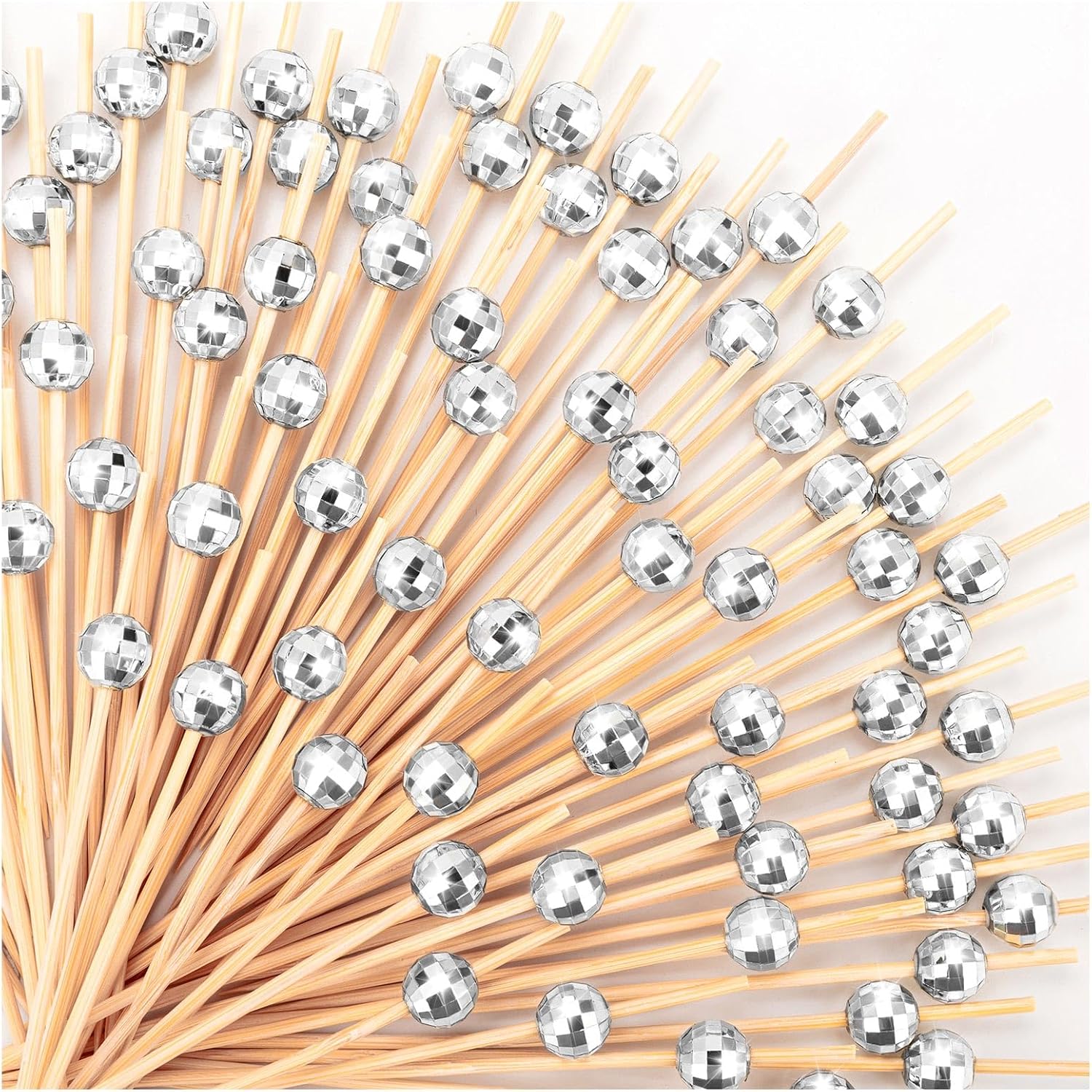 Amazon.com | 300 Pcs Disco Ball Cocktail Picks, Silver Decor Wooden ...
