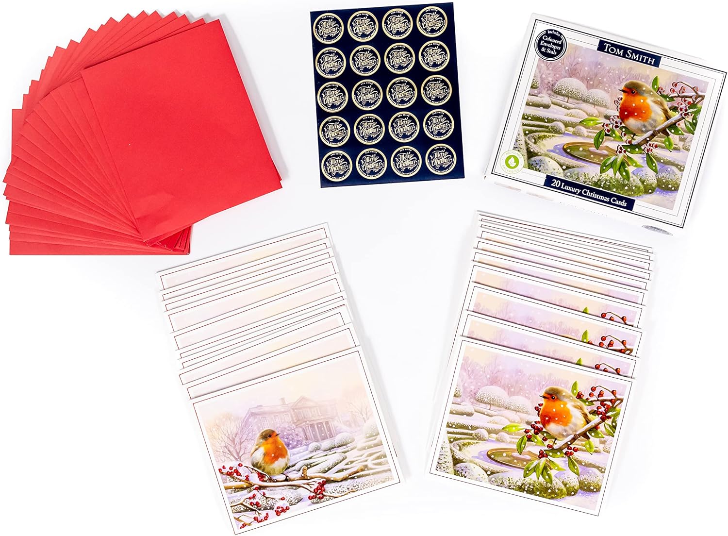 Tom Smith – Luxury Boxed Robin – Christmas Cards Multipack, With ...