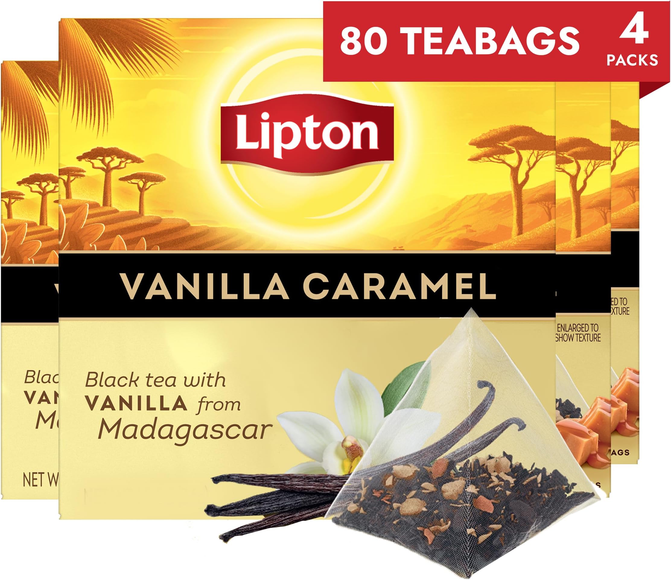Amazon.com : Lipton Black Tea Vanilla Caramel, Pyramid Tea Bags ...